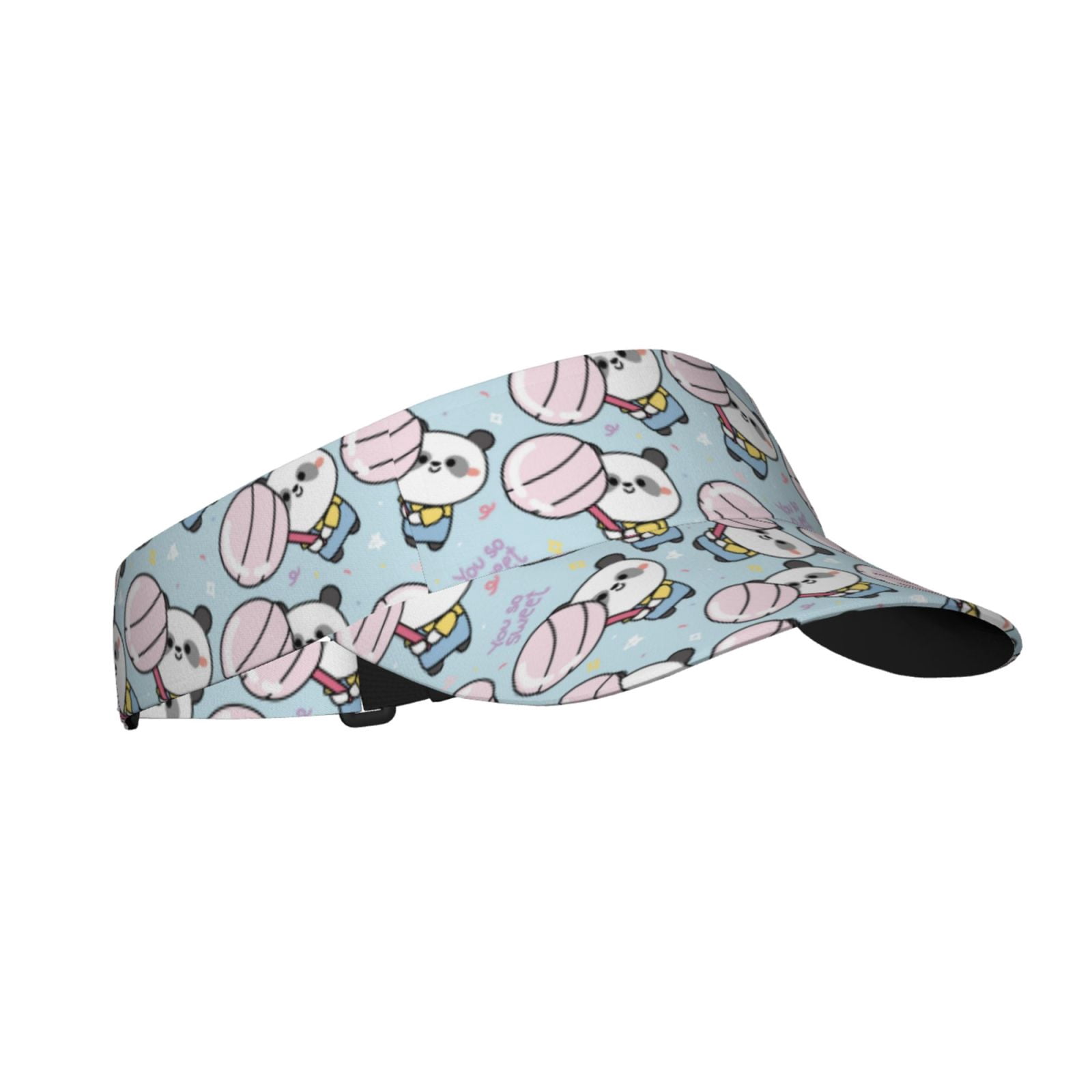 Honeii Cute Panda Bear Print Adult Sunscreen Visor Cap, Adjustable Sun ...