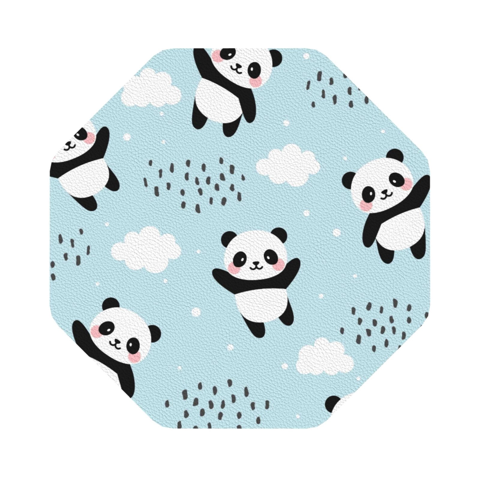 Honeii Cute Panda Bear Print Leather Coaster Set of 6, Ideal for ...