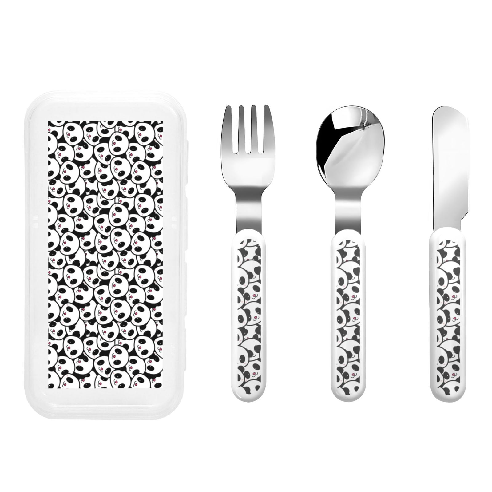 Honeii Cute Panda Face Print Children's Knife, Fork And Spoon Set ...