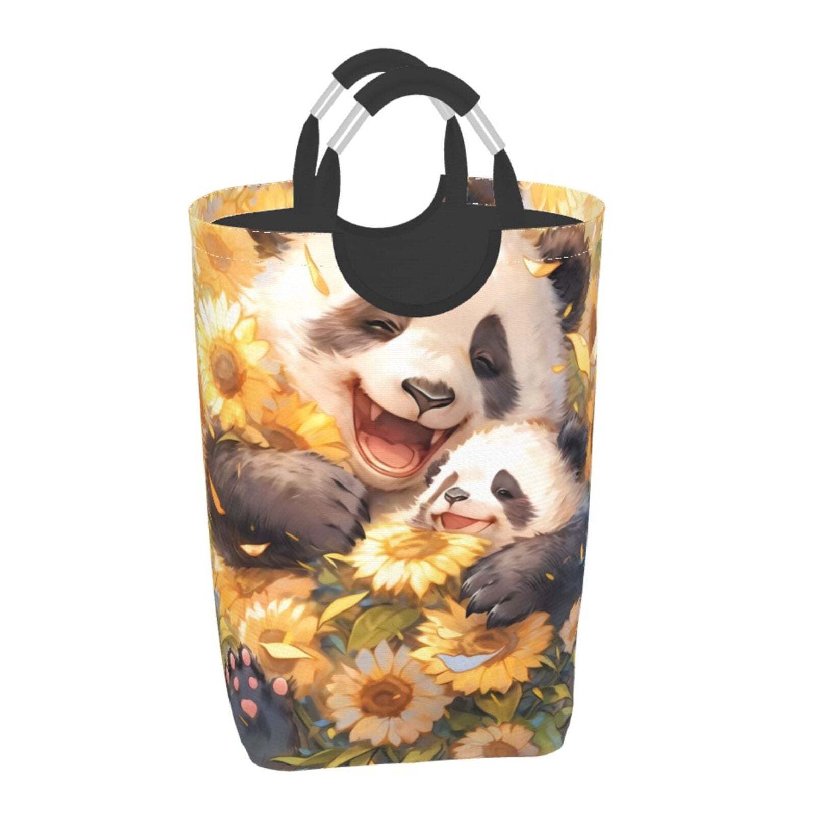 Honeii Cute Panda Sunflower Print Laundry Hamper Collapsible Laundry ...