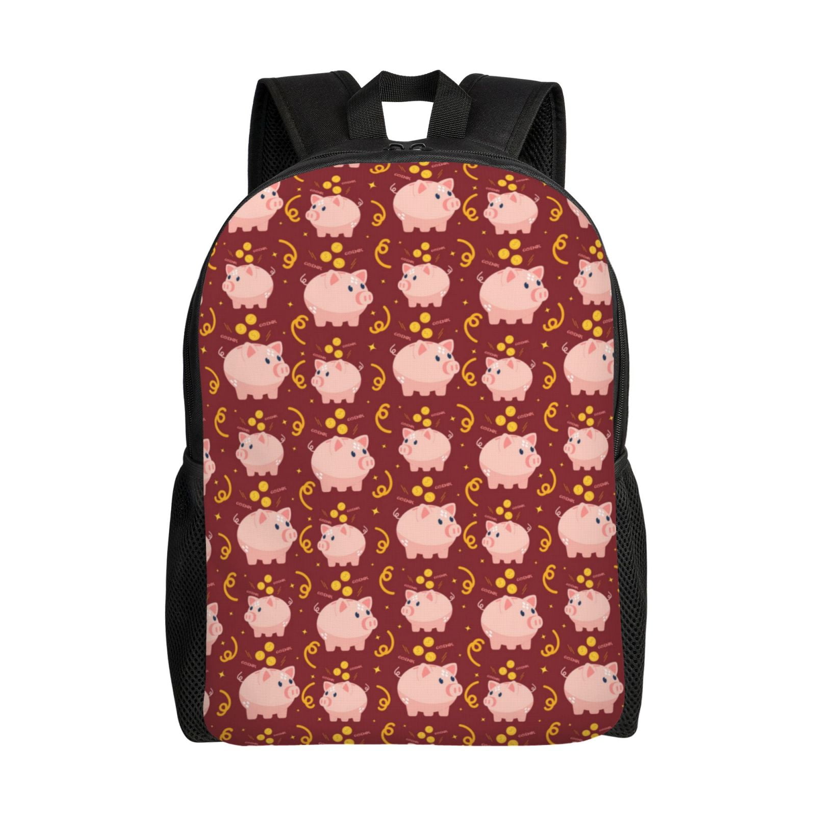 Honeii Cute Pig with Coins Print Laptop Backpack for Work, College ...