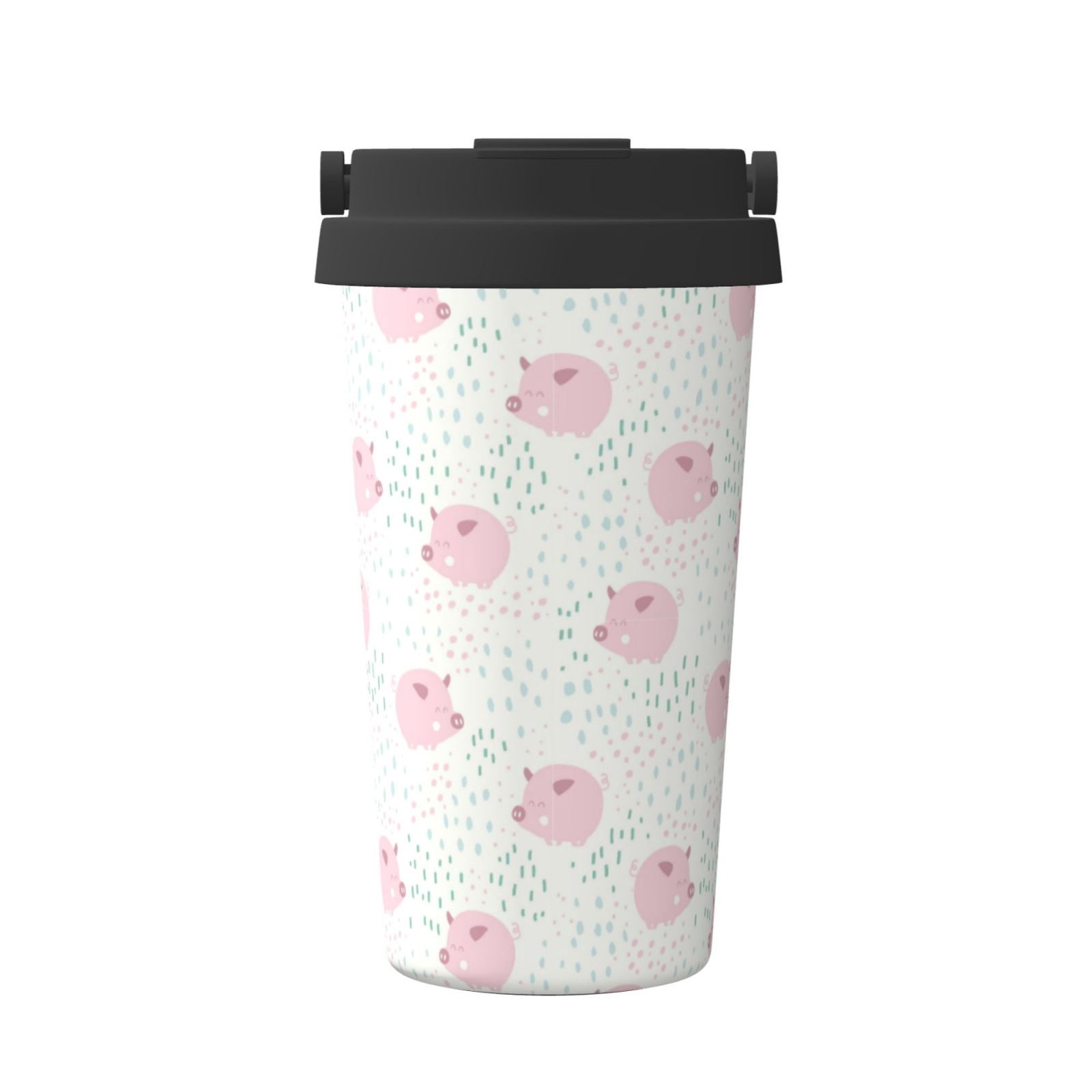 Honeii Cute Pigs Print Travel Coffee Mug Insulated Coffee Cup with ...