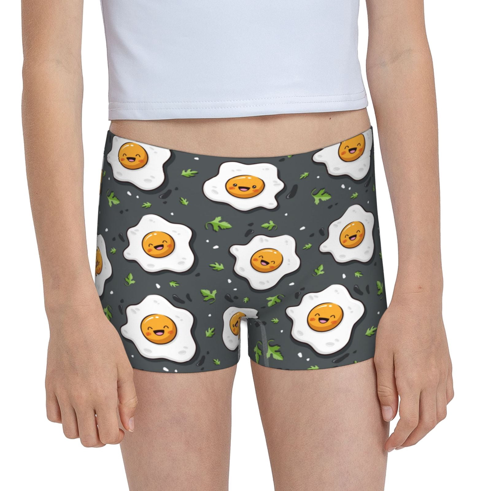 Honeii Cute Poached Eggs Print 100% Cotton Boxer Briefs, Girls' Panties ...