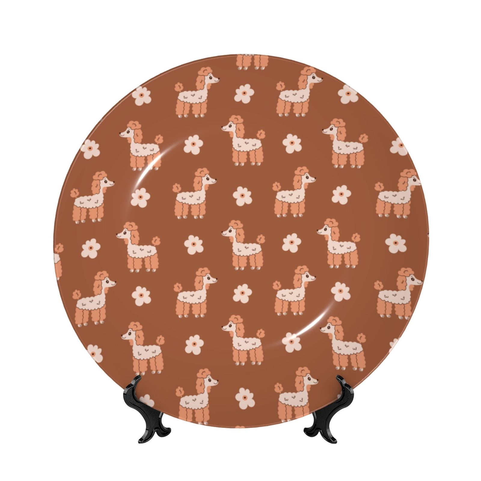 Honeii Cute Poodle Dog Print Elegant Bone China Decorative Plate ...