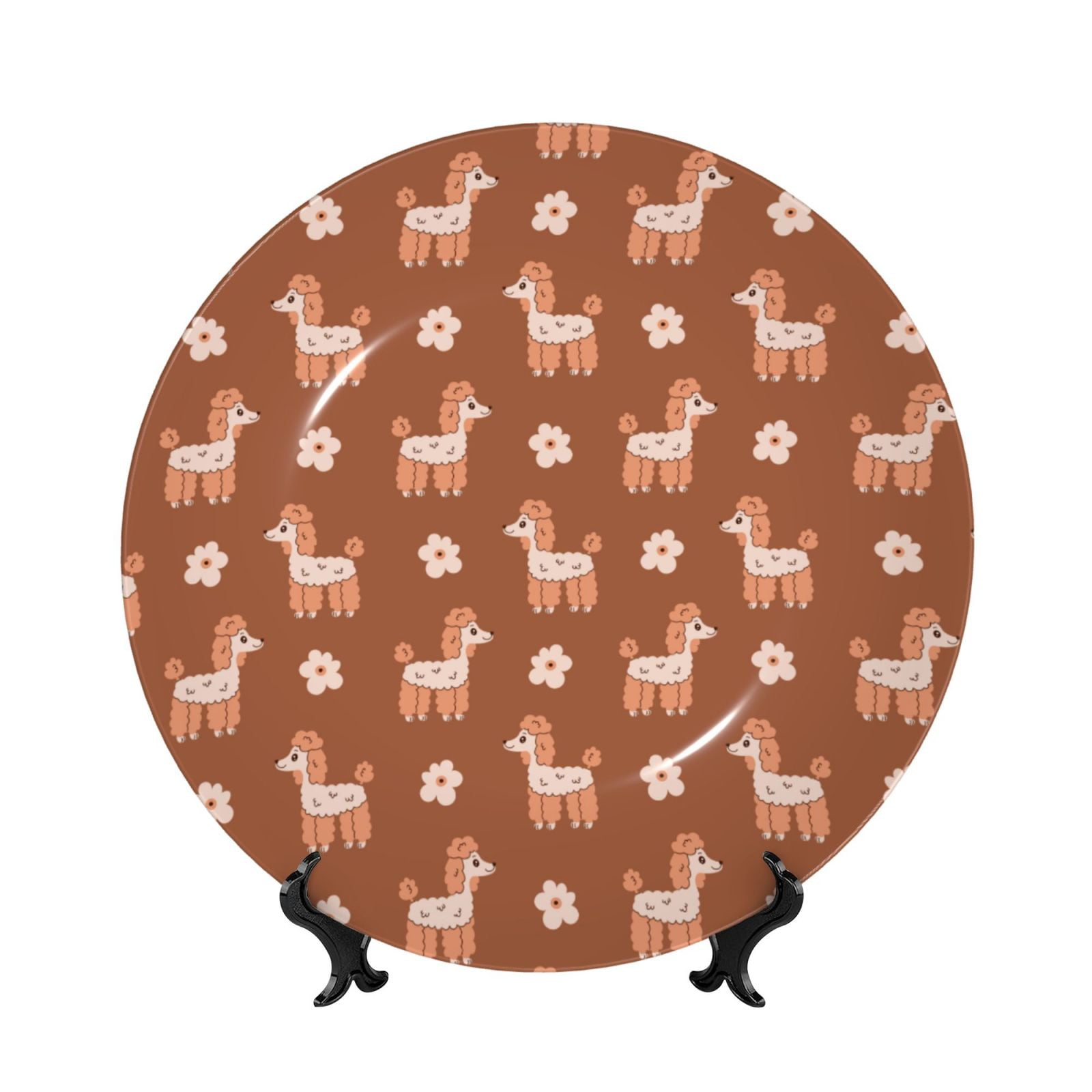 Honeii Cute Poodle Dog Print Elegant Bone China Decorative Plate ...