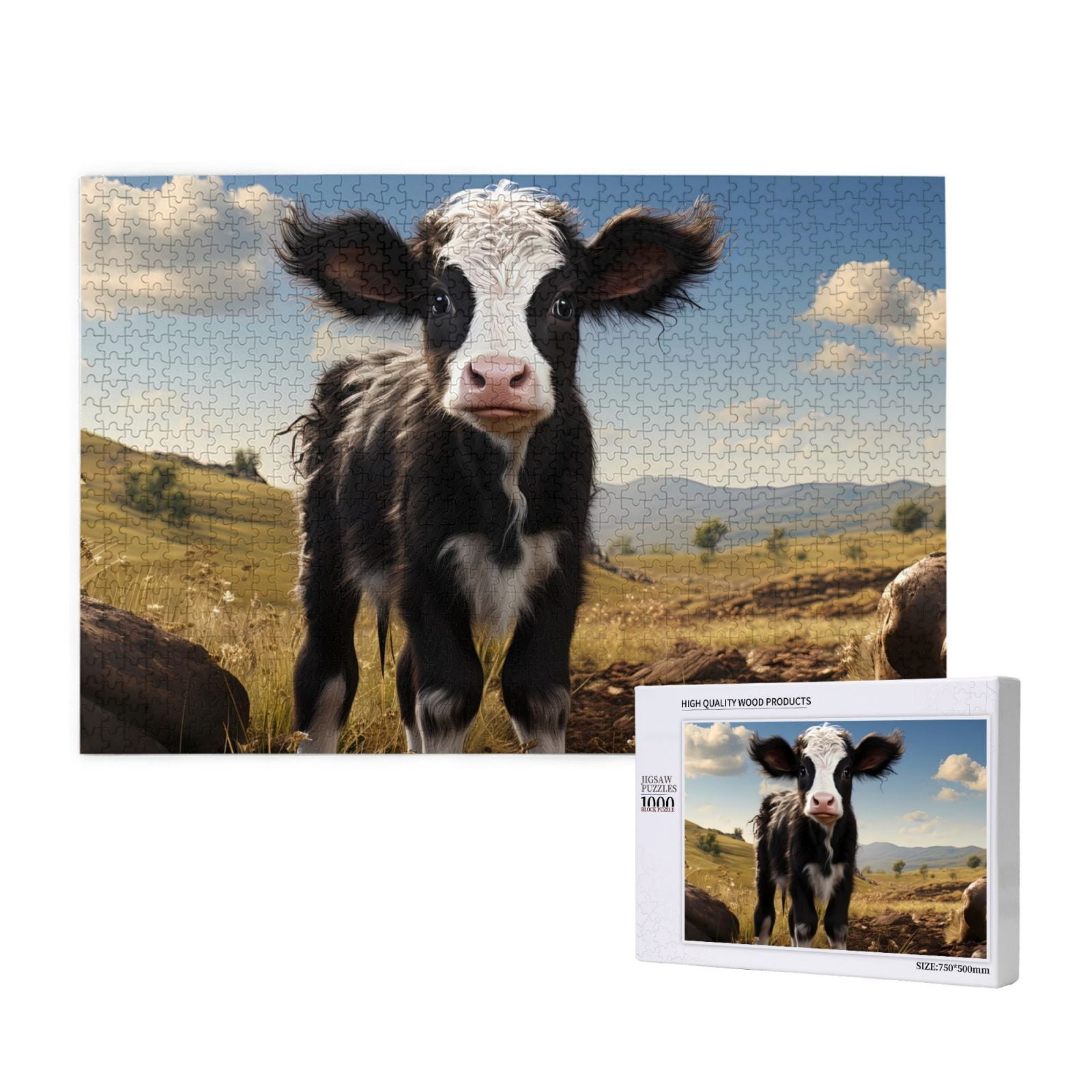 Honeii Cute Prairie Cow Pattern 1000 Piece Puzzles for Adults, Jigsaw ...