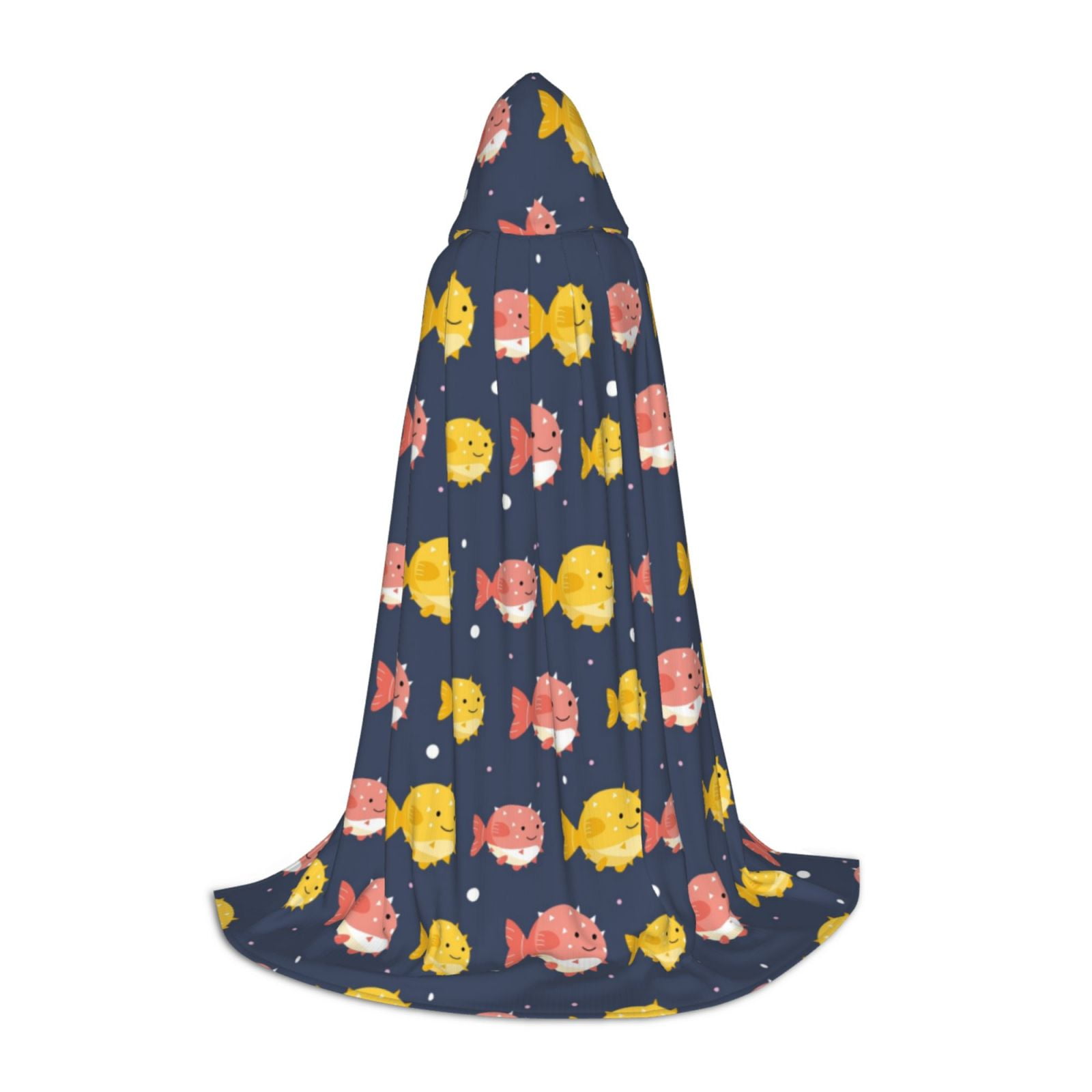 Honeii Cute Puffer Fish Print Poncho Cape, Cloak Coat, Snuggly Hooded ...