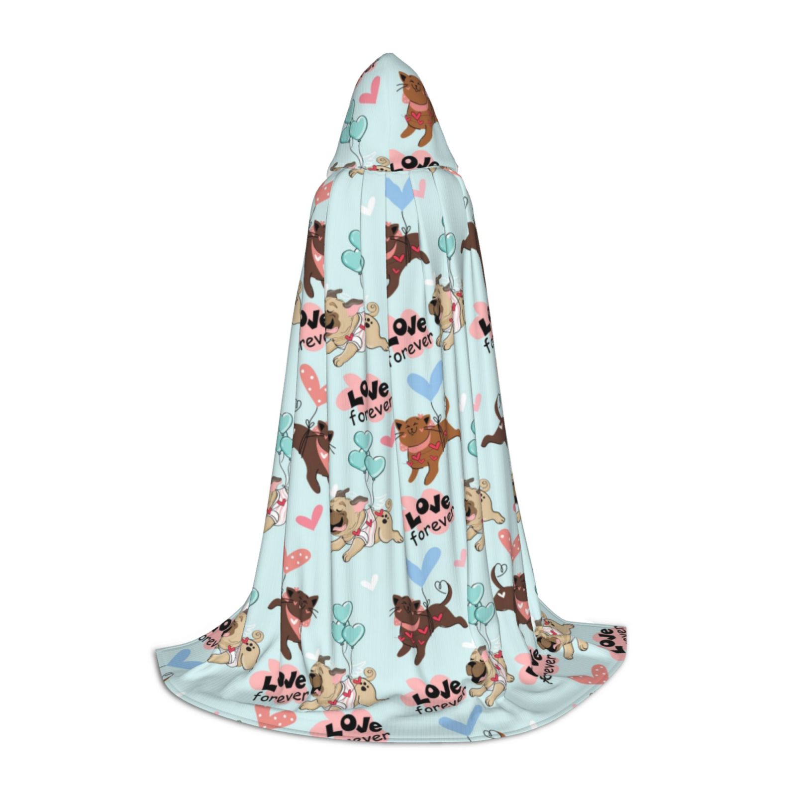 Honeii Cute Pug Dogs Print Poncho Cape, Cloak Coat, Snuggly Hooded ...