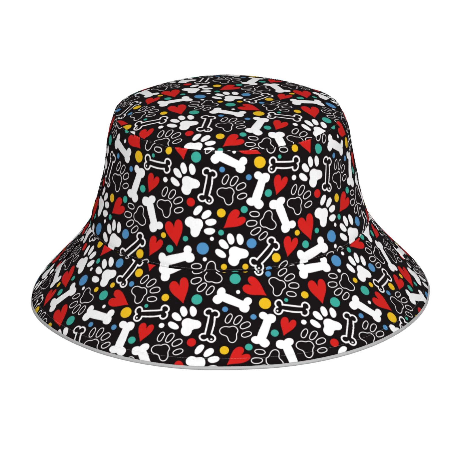 Honeii Cute Puppy Footprints for Unisex Bucket Hat Waterproof Rain Hat ...