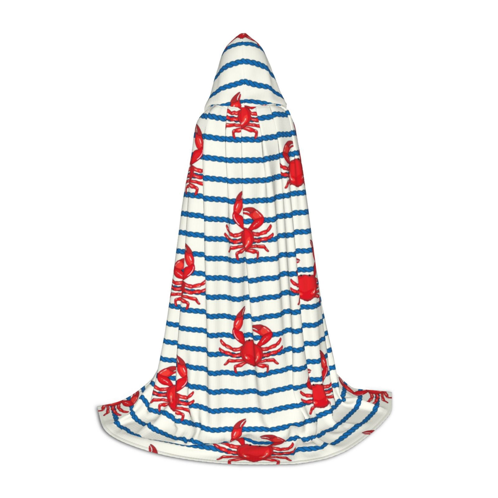 Honeii Cute Red Crabs With Nautical Print Poncho Cape, Cloak Coat ...