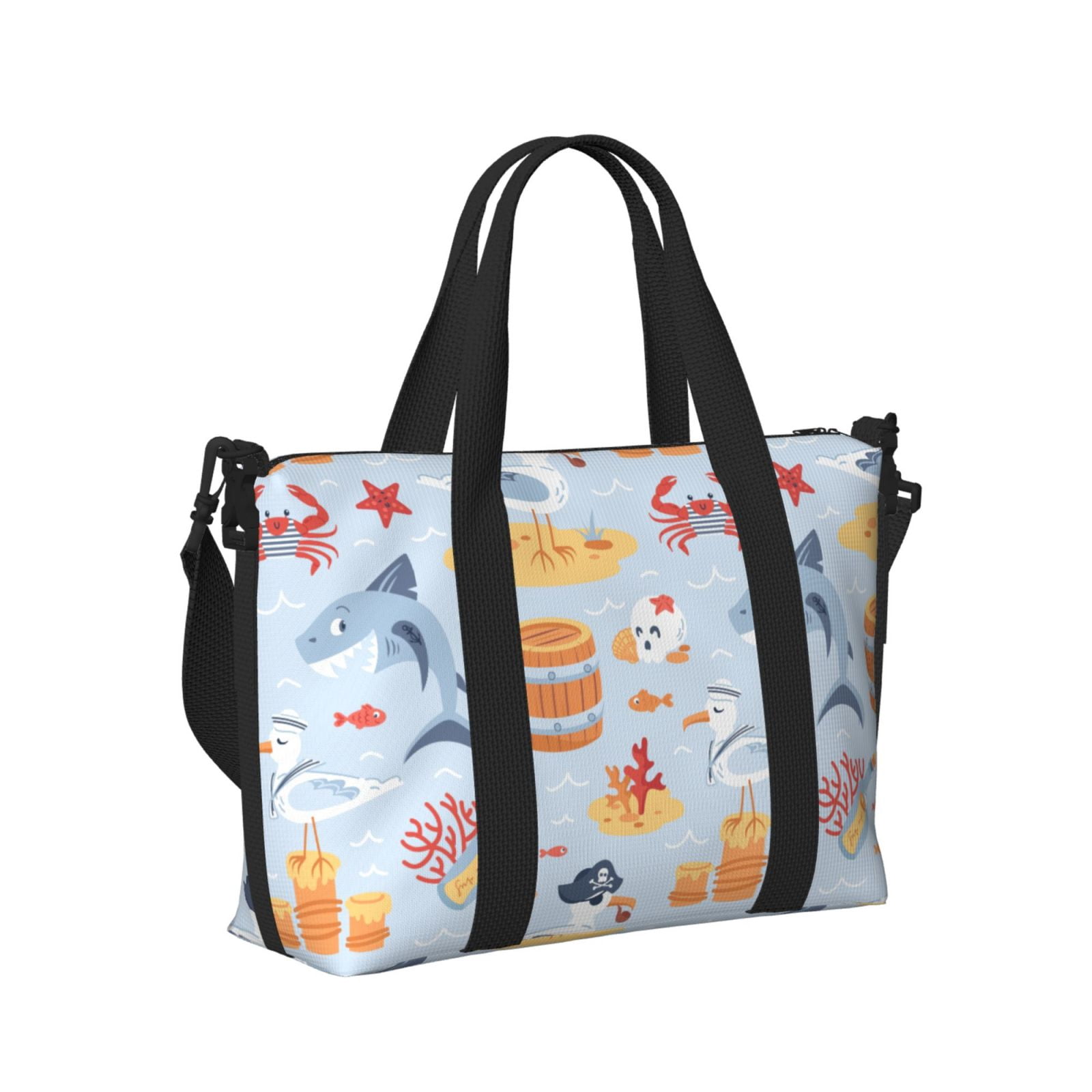 Honeii Cute Shark Print Hand Travel Bag,Travel Duffle Bag, Waterproof ...