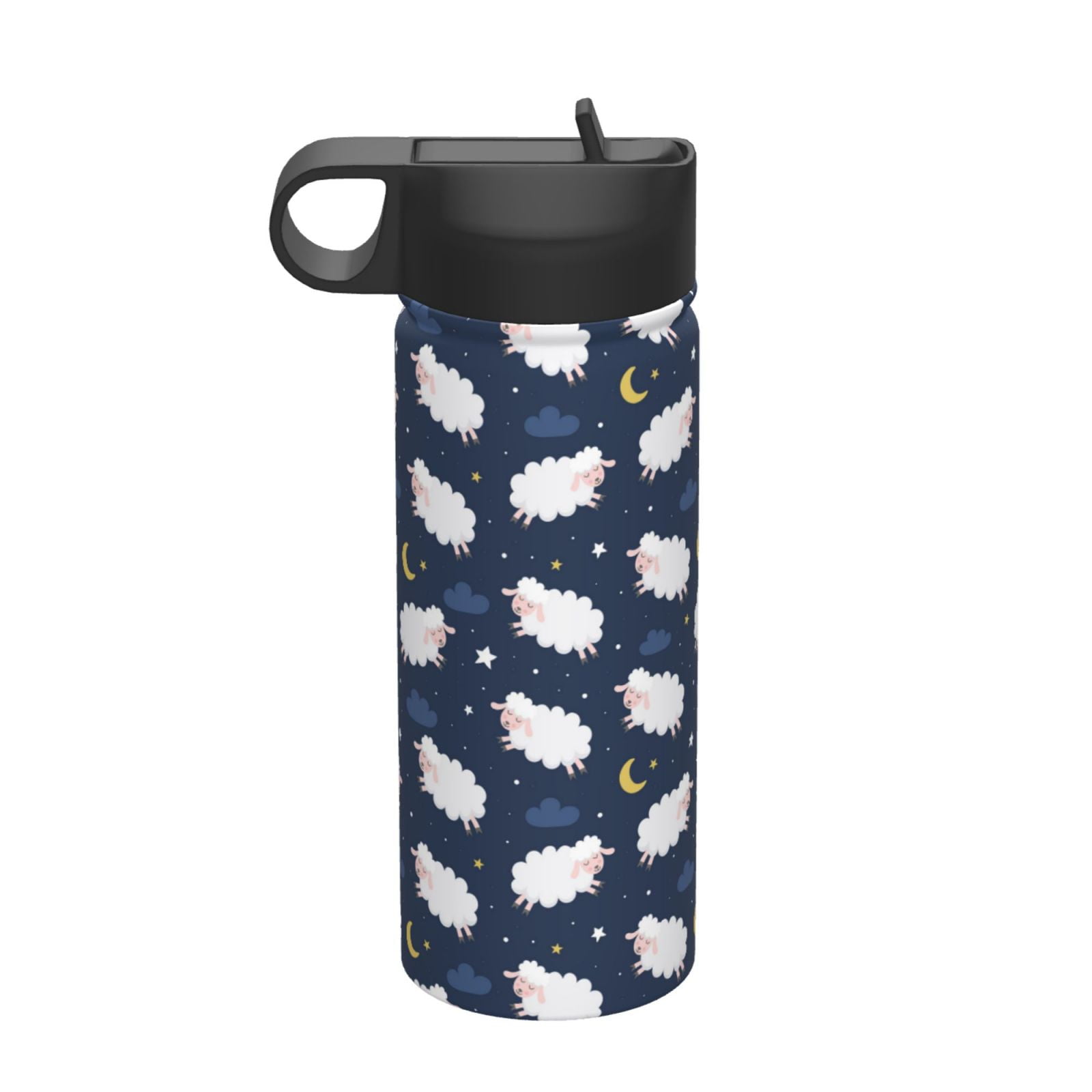 Honeii Cute Sheep 1 Print 18 oz Insulated Water Bottle with Straw Lid ...