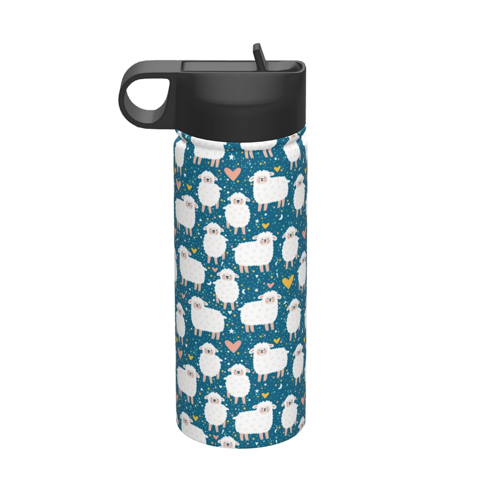 Honeii Cute Sheep And Hearts Print 18 oz Insulated Water Bottle with ...