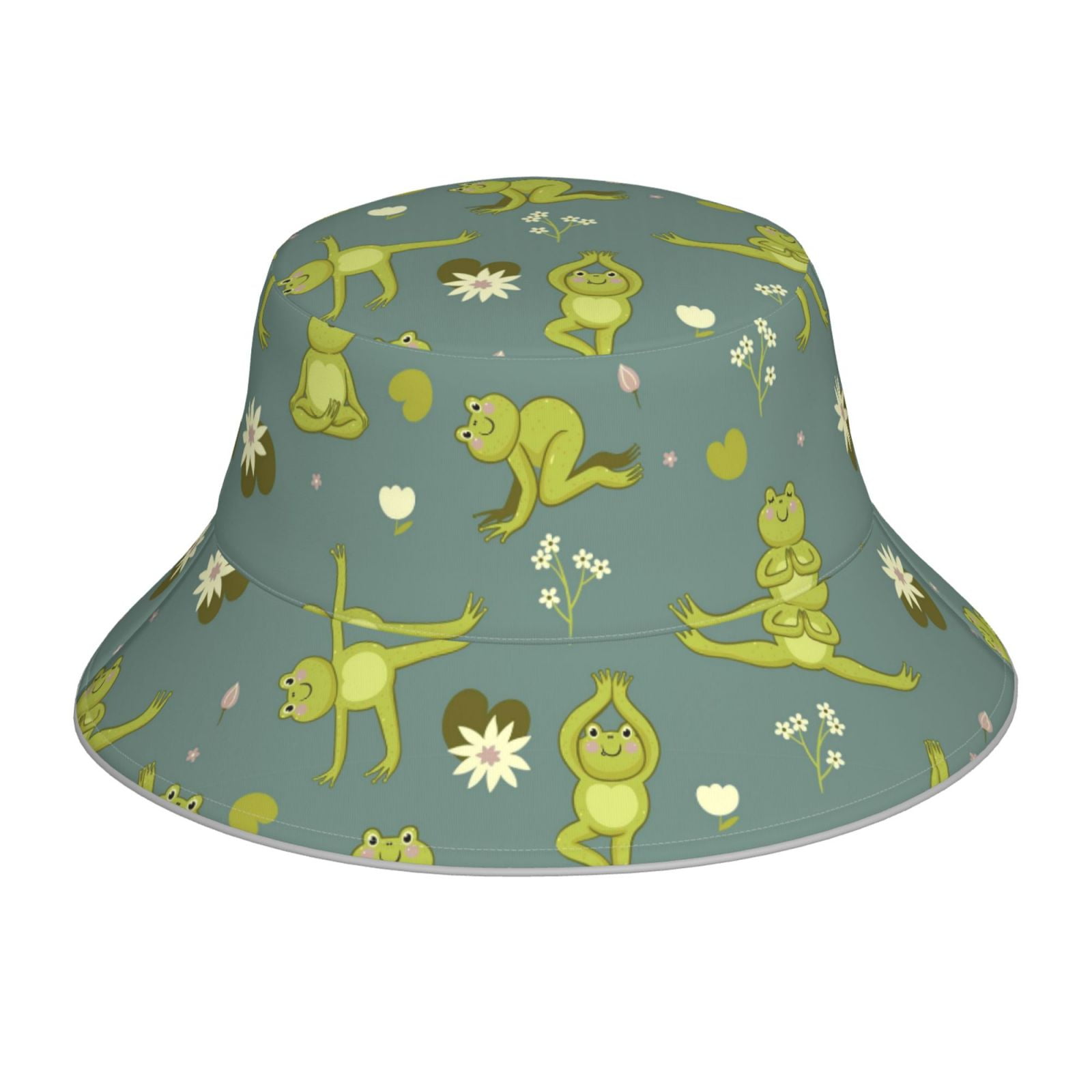 Honeii Cute Yoga Frogs for Unisex Bucket Hat Waterproof Rain Hat ...