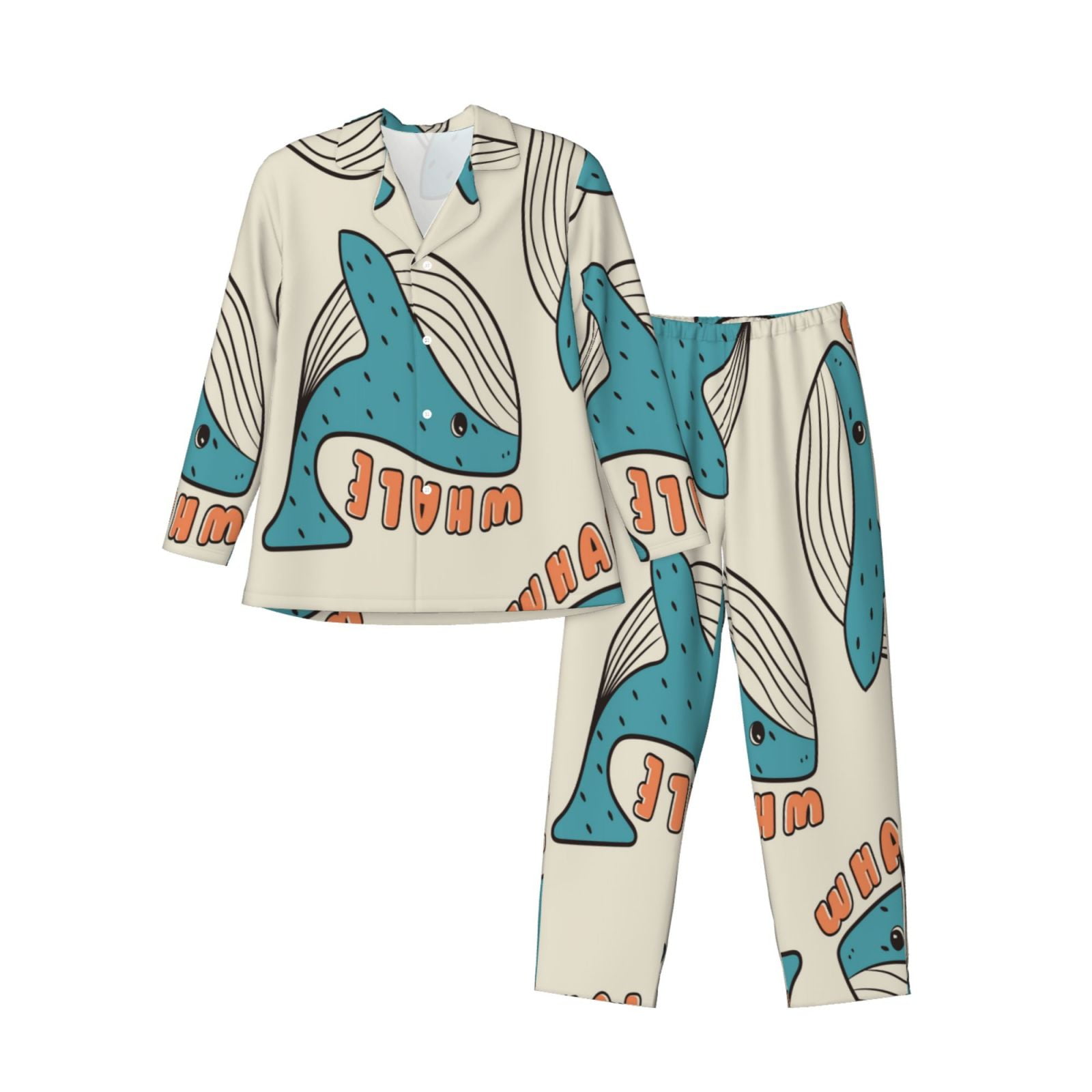 Honeii Cute colorful whale Pattern Mens Pajamas Set,2pcs Men's Lounge ...