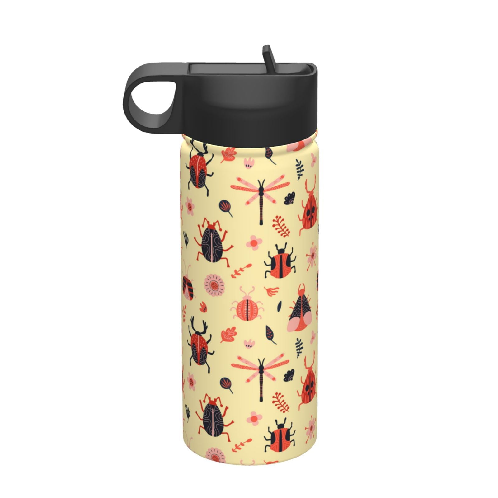 Honeii Cute insects Print 18 oz Insulated Water Bottle with Straw Lid ...