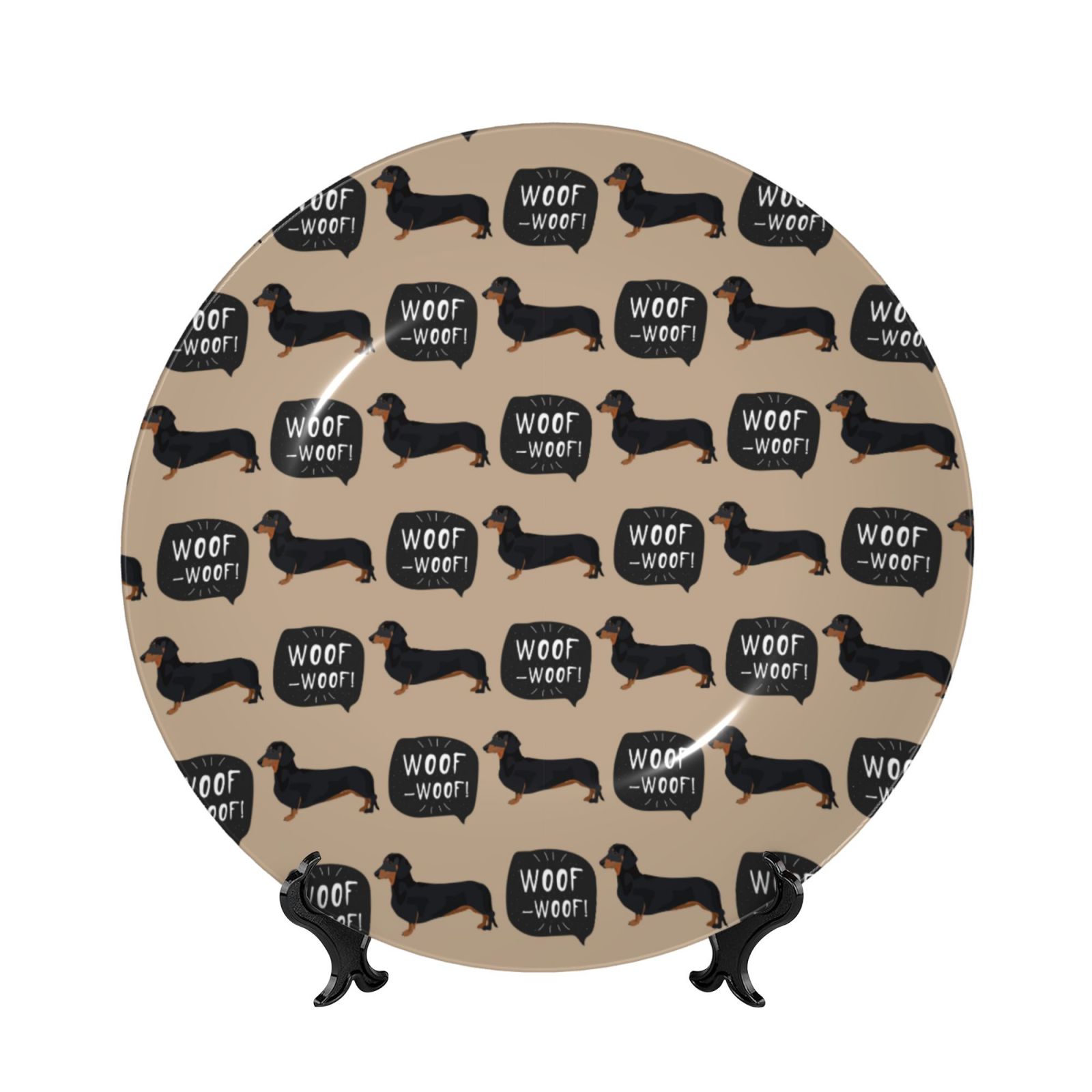 Honeii Dachshund Dog Woof Print Elegant Bone China Decorative Plate ...