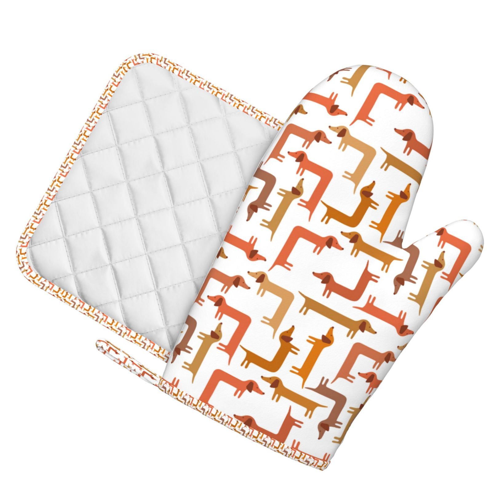Honeii Dachshund Dog patten Oven Mitts and Pot Holders Sets, Baker Oven ...