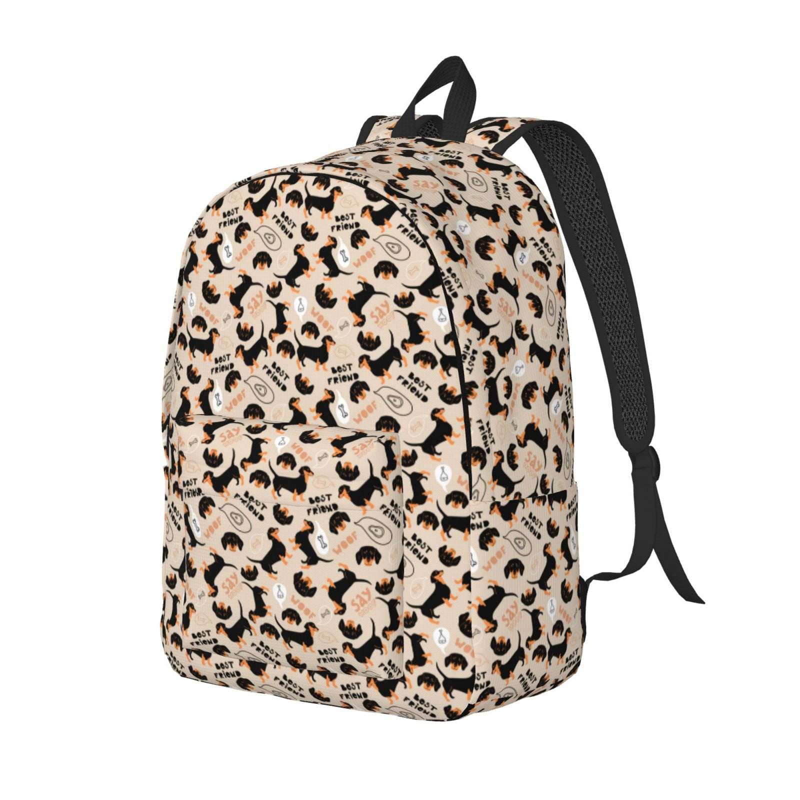 Honeii Dachshund Print Canvas Backpack for School & Outdoor,Laptop ...