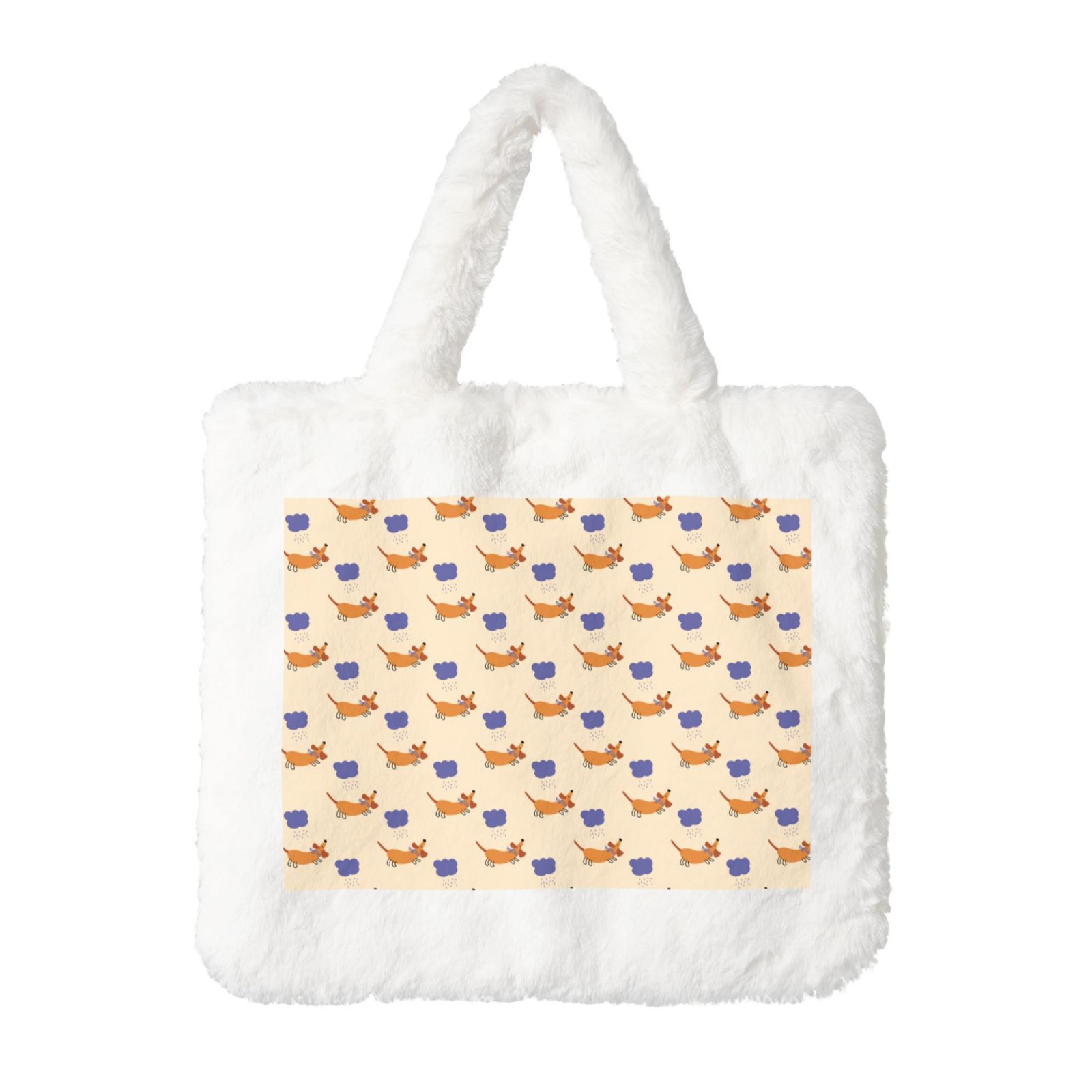 Honeii Dachshund Print Fluffy Shoulder Bag Plush Bags Women Ladies Tote ...
