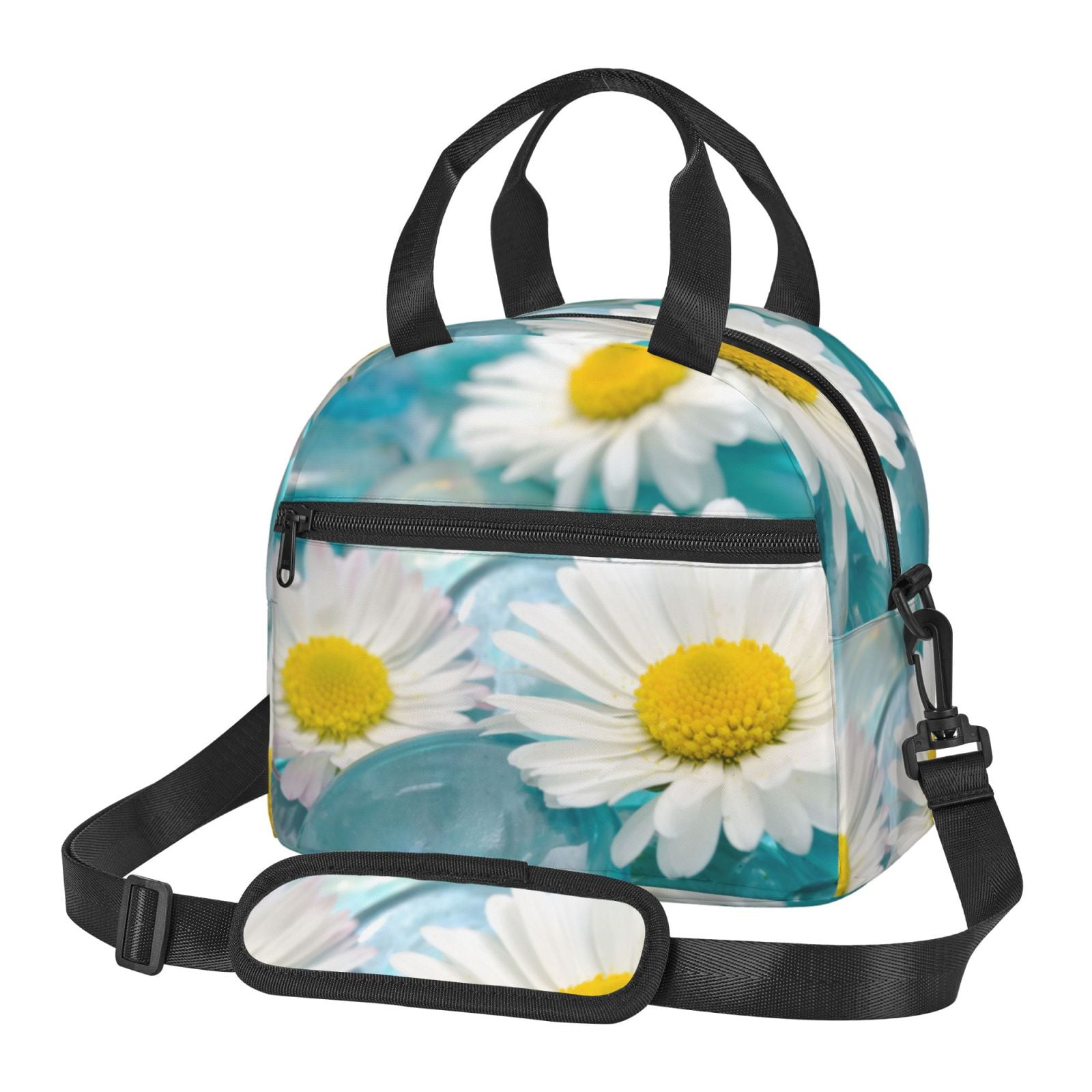 Honeii Daisy Flowers Print Lunch Box,Insulated Lunch Bag,Lunch Tote ...