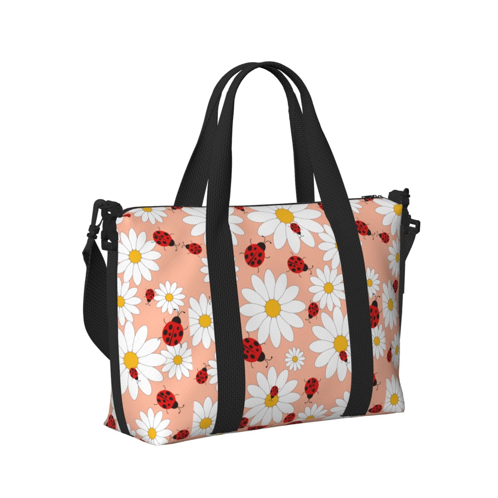 Honeii Daisy and Ladybug Print Hand Travel Bag,Travel Duffle Bag ...