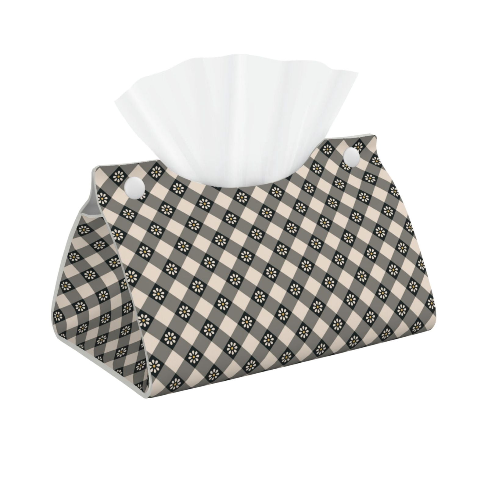 Honeii Daisy Plaid Black for Tissue Box Cover/Holder - Covers ...