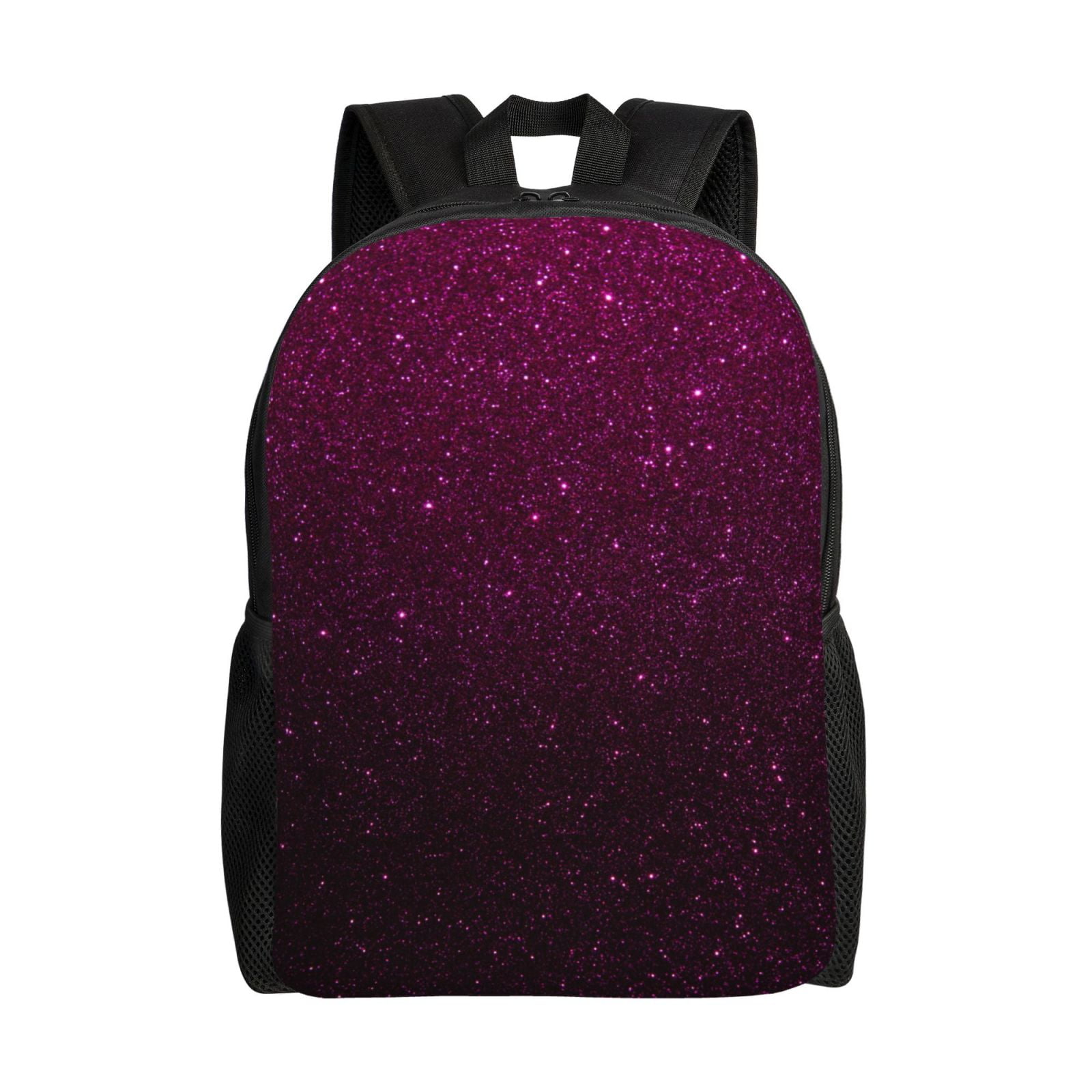Honeii Dark Purple Glitter Print Laptop Backpack for Work, College ...
