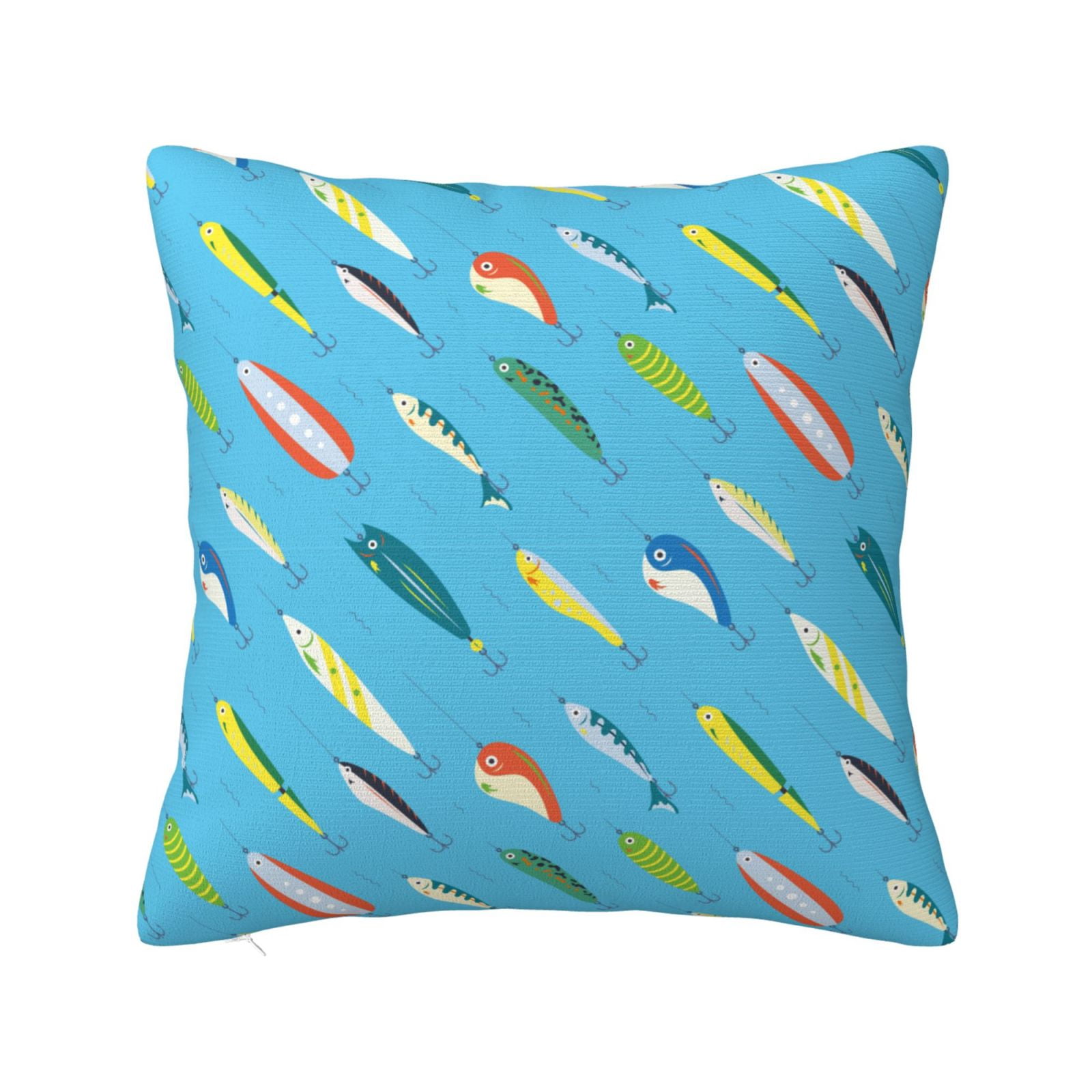 Honeii Different Color Fishing Bait Print Throw Pillow, Square ...
