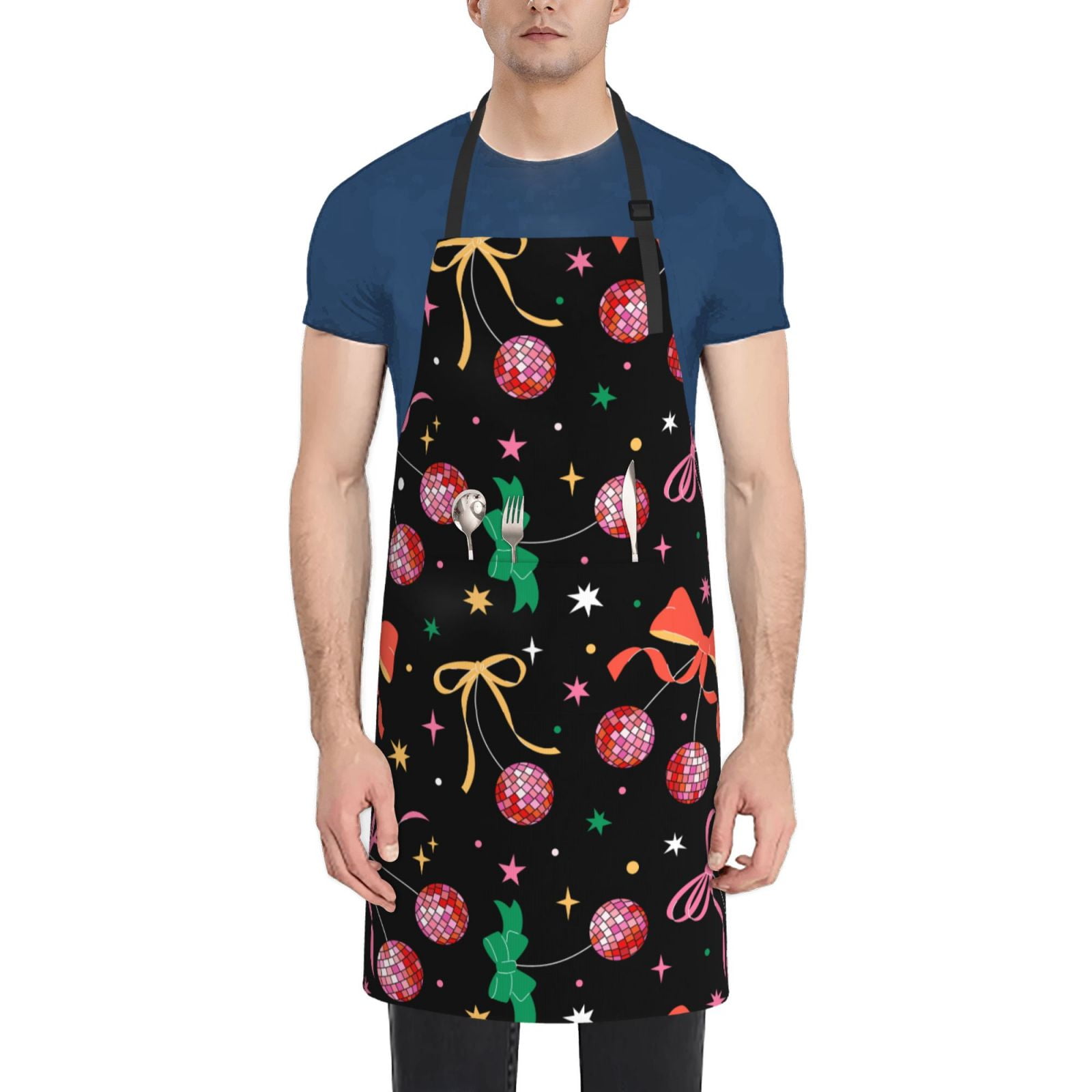 Honeii Disco Mirror Ball Print Waterproof Apron, Adjustable Kitchen ...