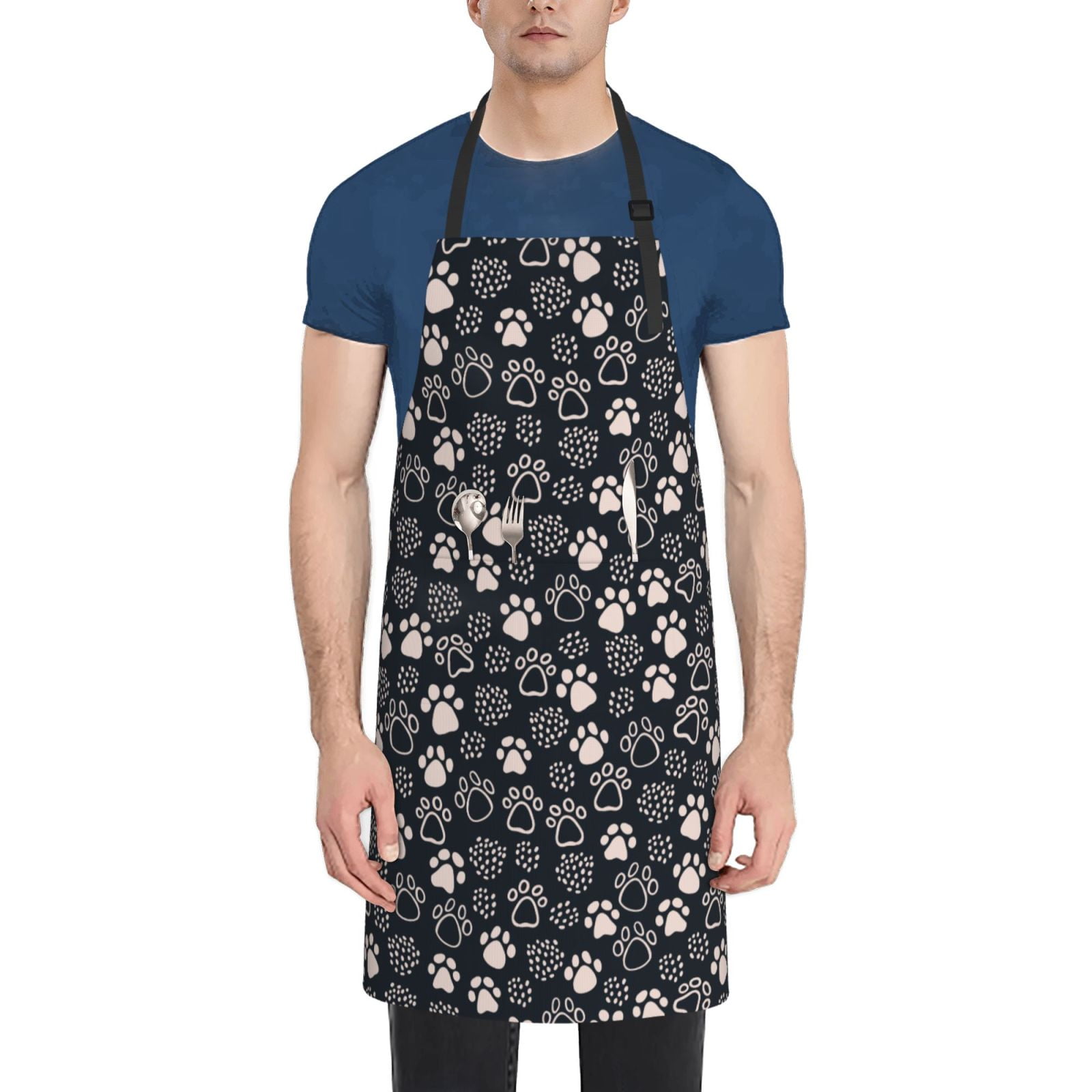 Honeii Dog Paw Print Waterproof Apron, Adjustable Kitchen Apron with ...