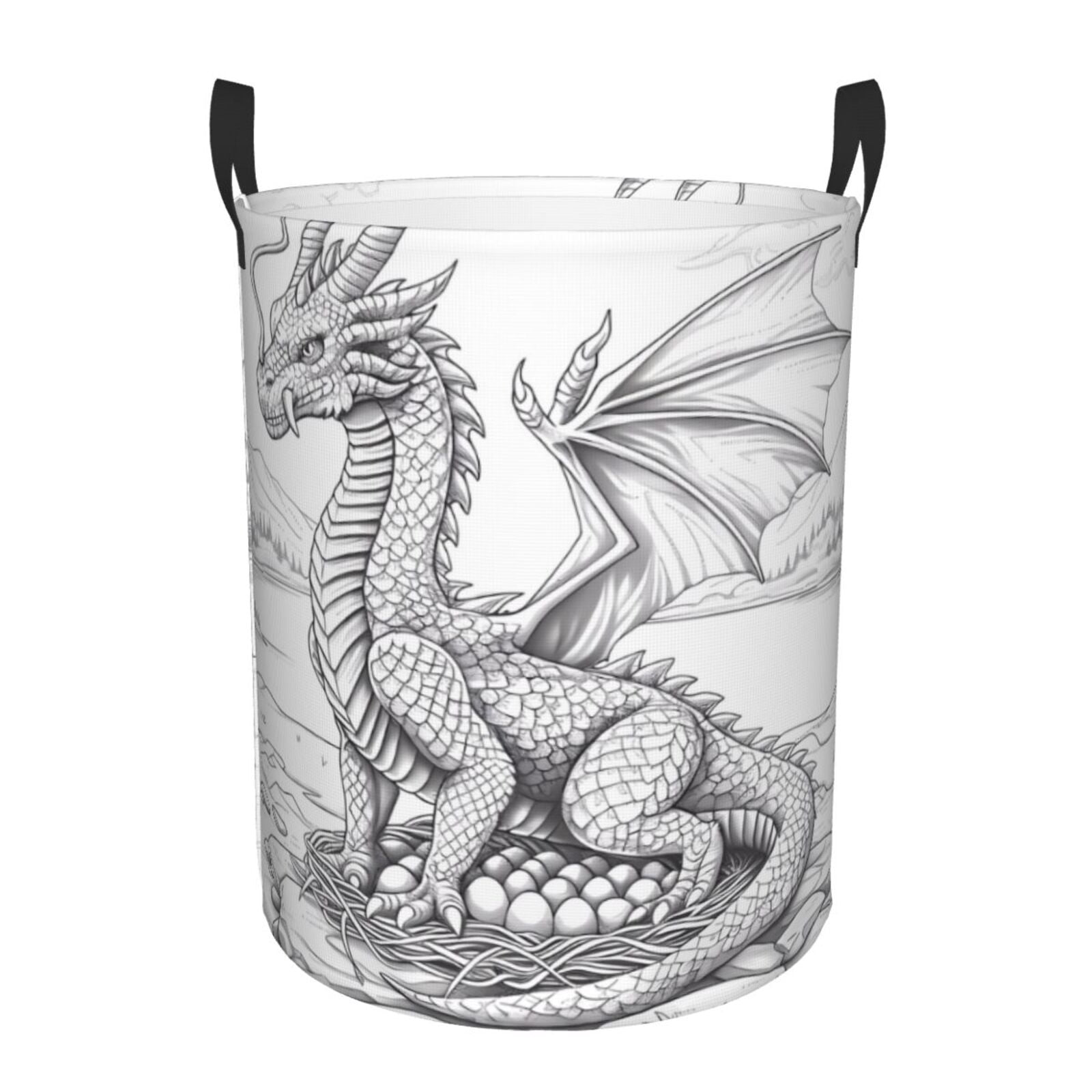 Honeii Dragon Nest Sketch Print Laundry Hamper Basket,Baby Nursery ...