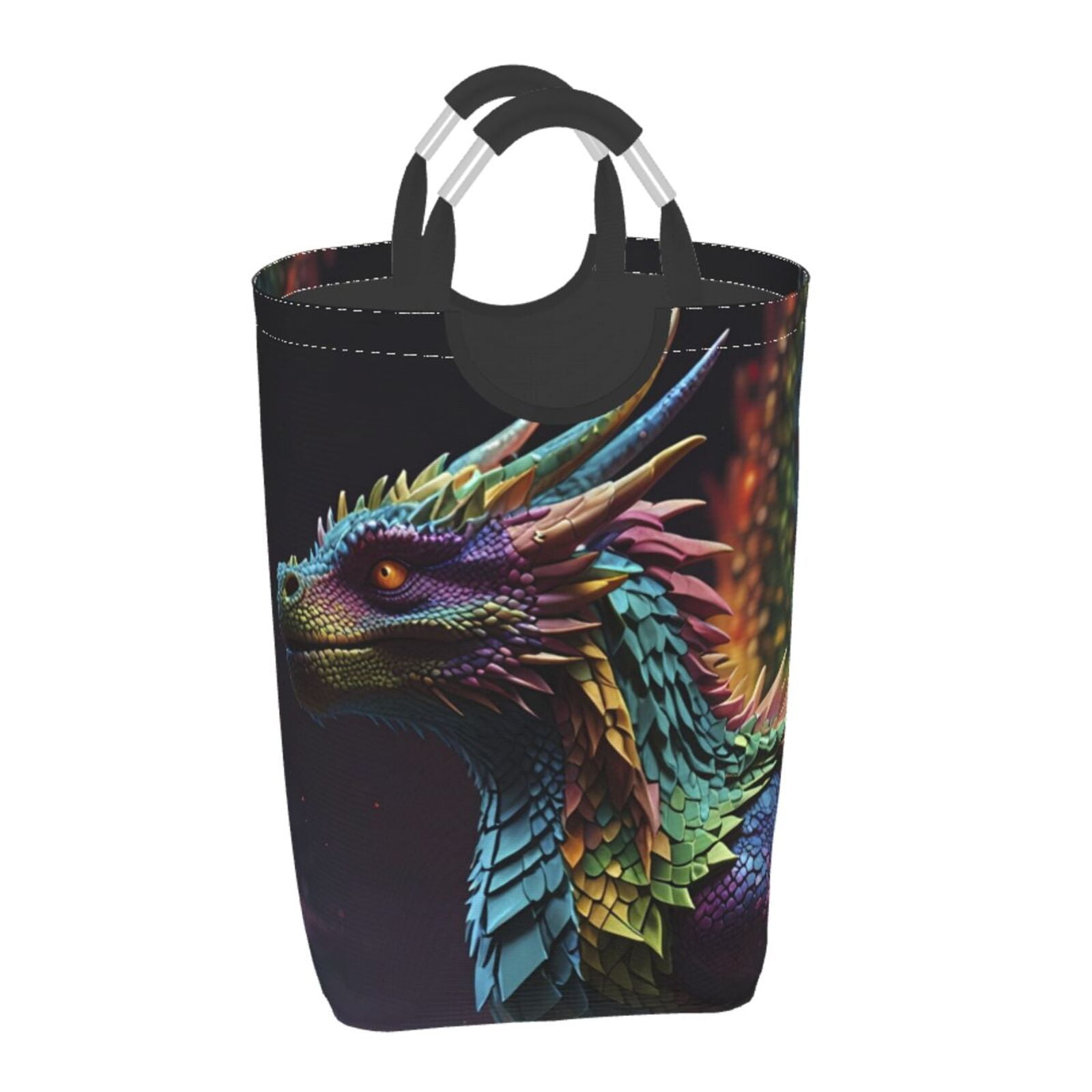 Honeii Dragon with Colorful Tail Print Laundry Hamper Collapsible ...
