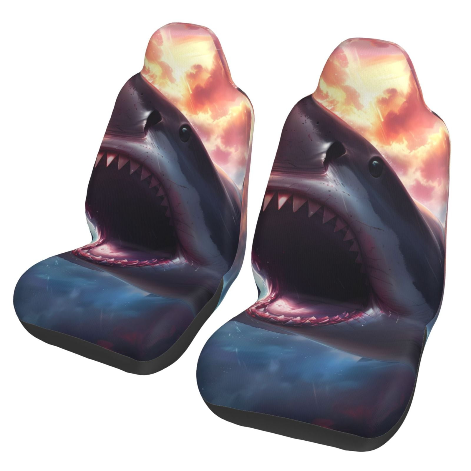 Honeii Dramatic Shark Attack Print Car Seat Covers 2 Pieces, Full Set ...