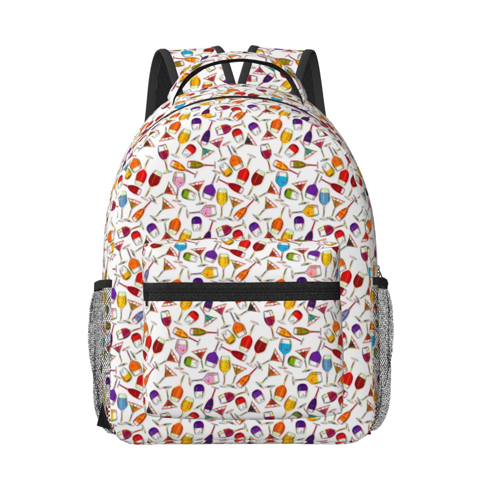 Honeii Drink And Cocktail Glasses Print Backpack for School,15.6 inch ...