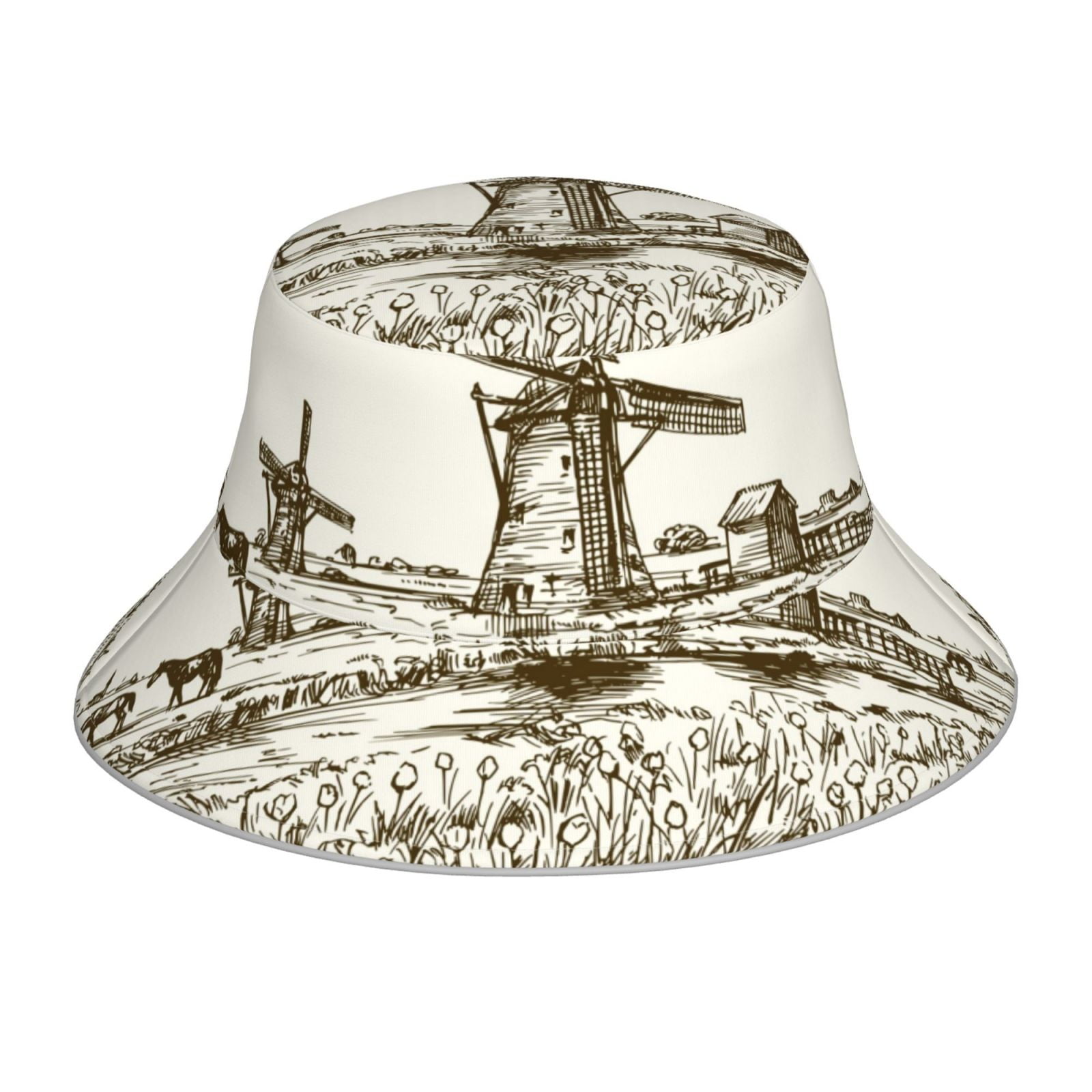 Honeii Dutch Windmill for Unisex Bucket Hat Waterproof Rain Hat ...