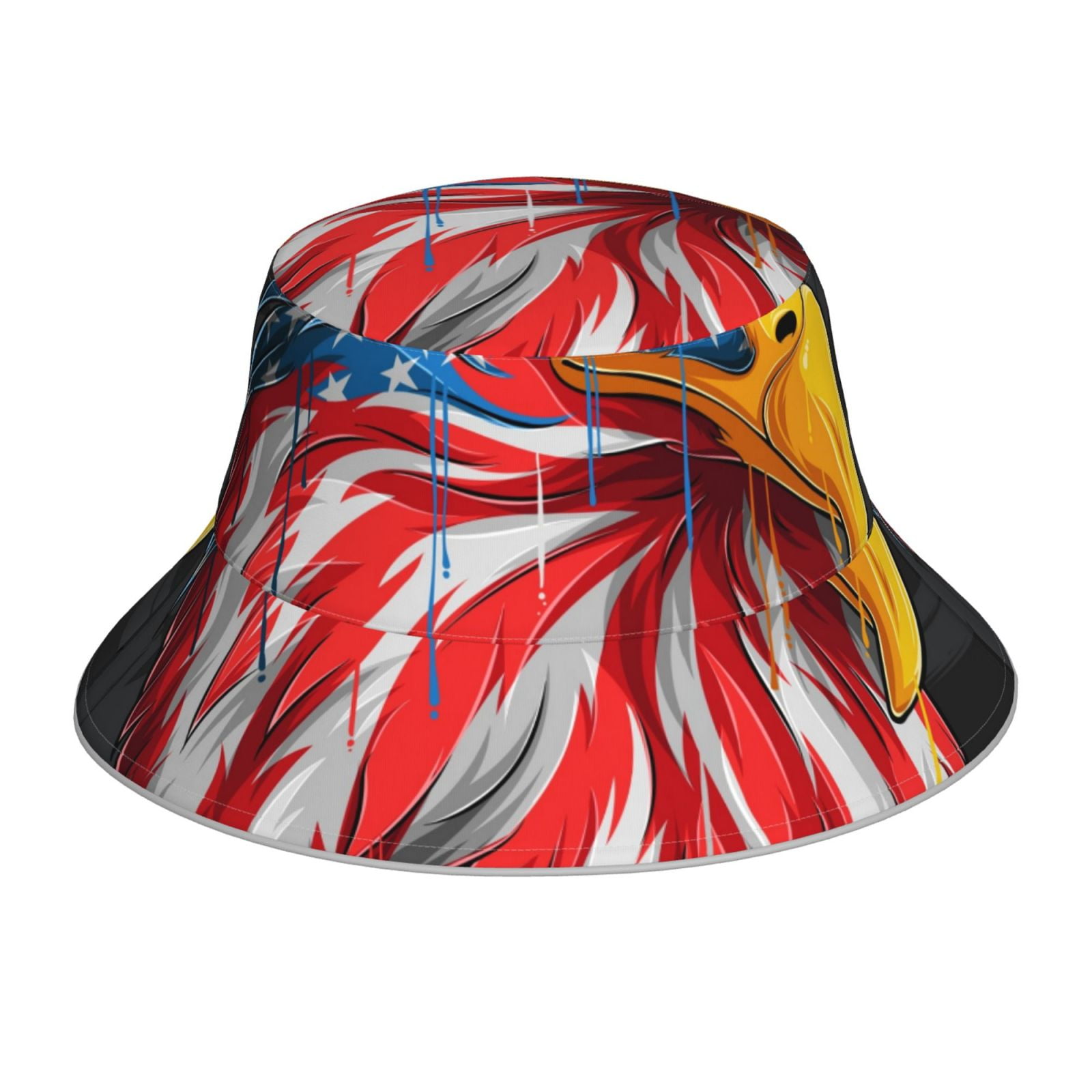 Honeii Eagle Head With American Flag for Unisex Bucket Hat Waterproof ...