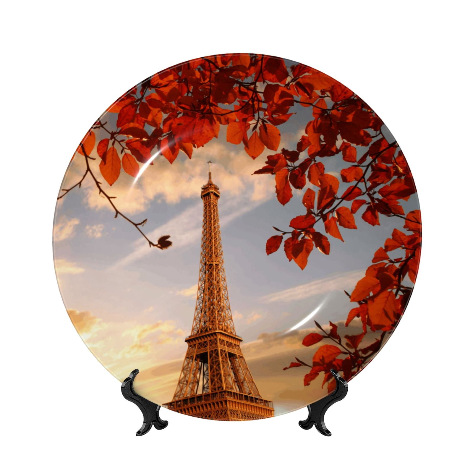 Honeii Eiffel Tower Print Elegant Bone China Decorative Plate ...