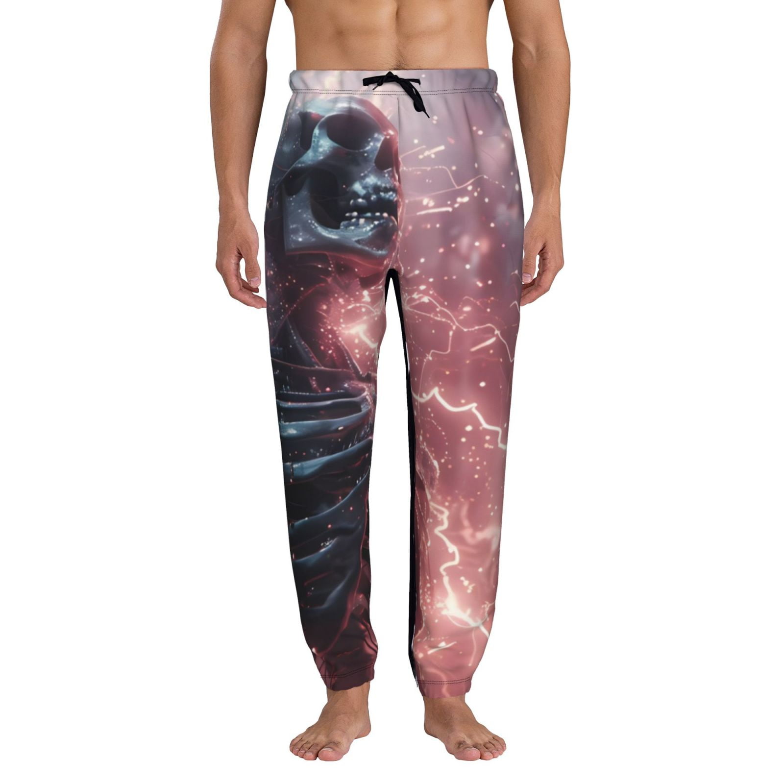 Honeii Electric Skeleton Surrealism Print Mens Jogger Sweatpants, Men's ...