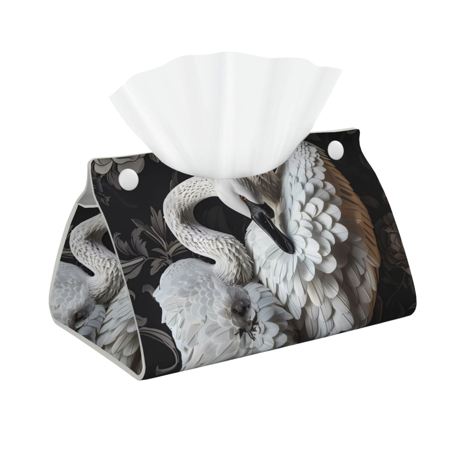 Honeii Elegant Swans Black Background for Tissue Box Cover/Holder - Covers Rectangular Shaped ...