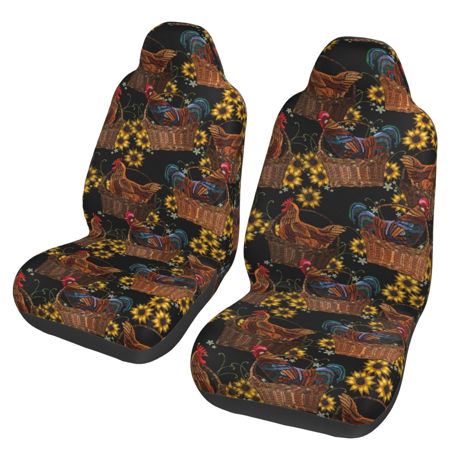 Honeii Embroidery Chicken Rooster And Sunflowers Print Car Seat Covers ...