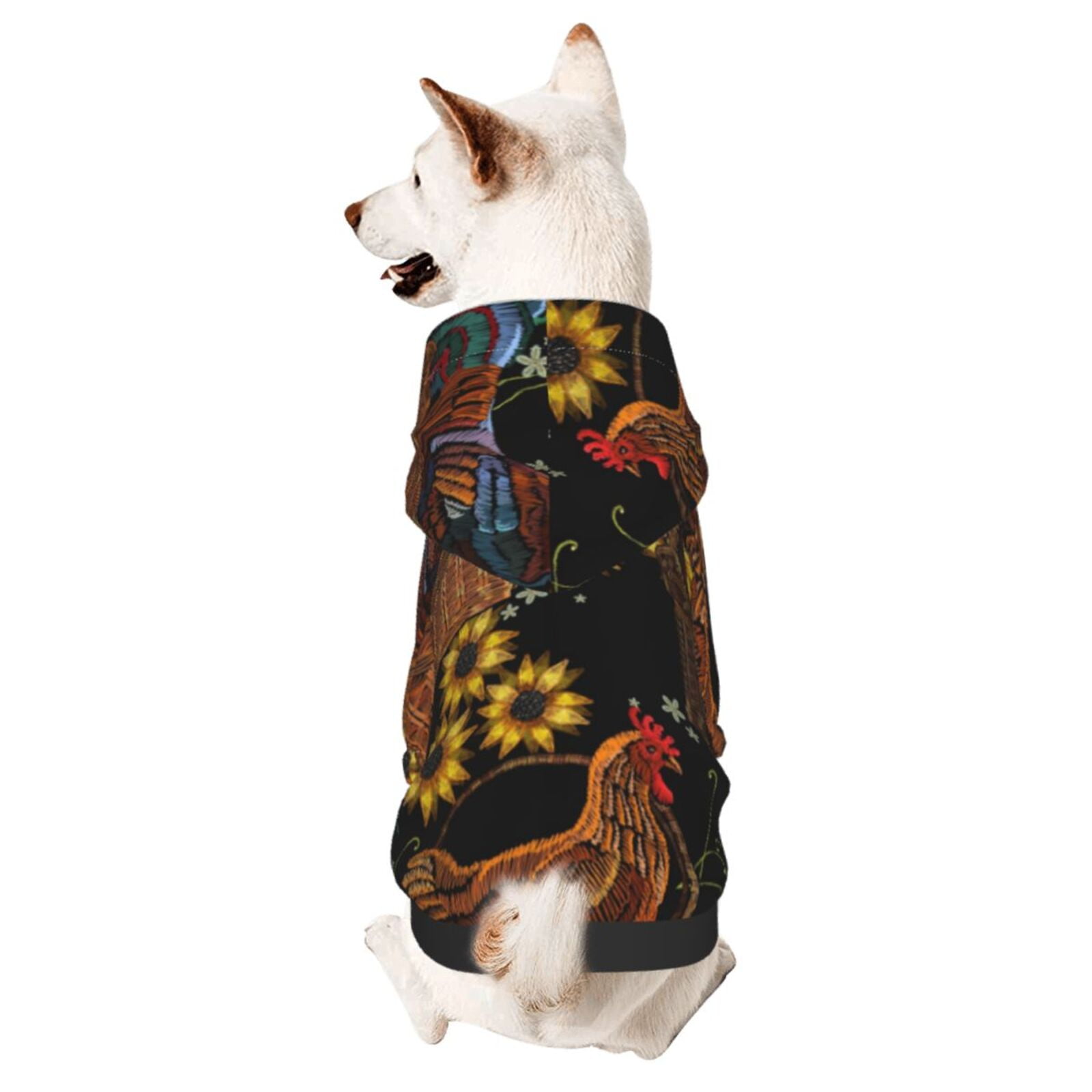 Honeii Embroidery Chicken Rooster Print Small Dog Hoodies Pet Hooded ...