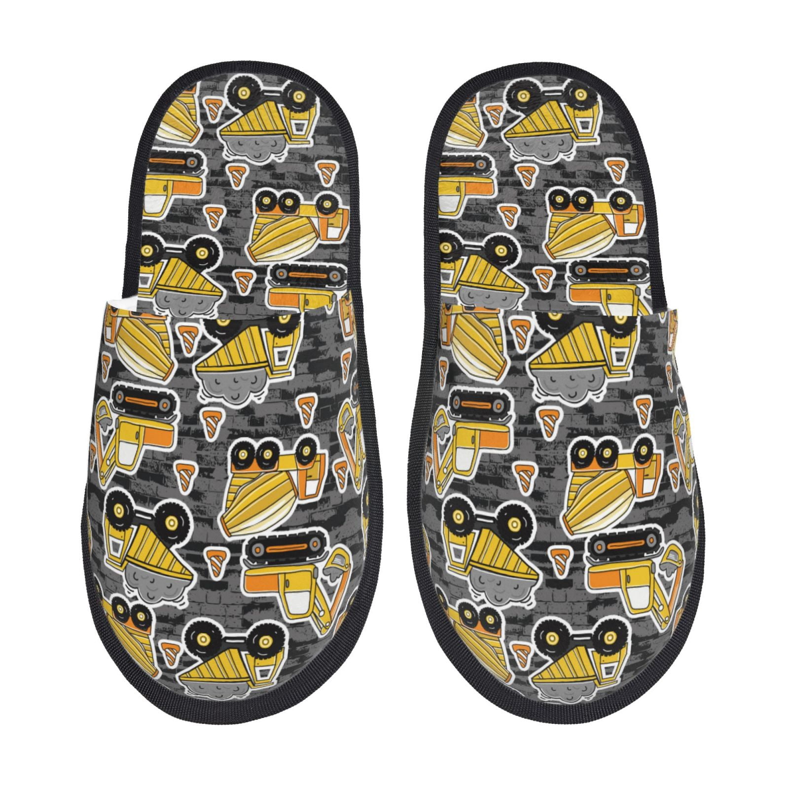 Honeii Excavator At Work print Slippers Memory Foam House Bedroom ...