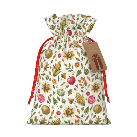 Honeii Fall Fruits And Vegetables Print Small Burlap Bags,Christmas ...
