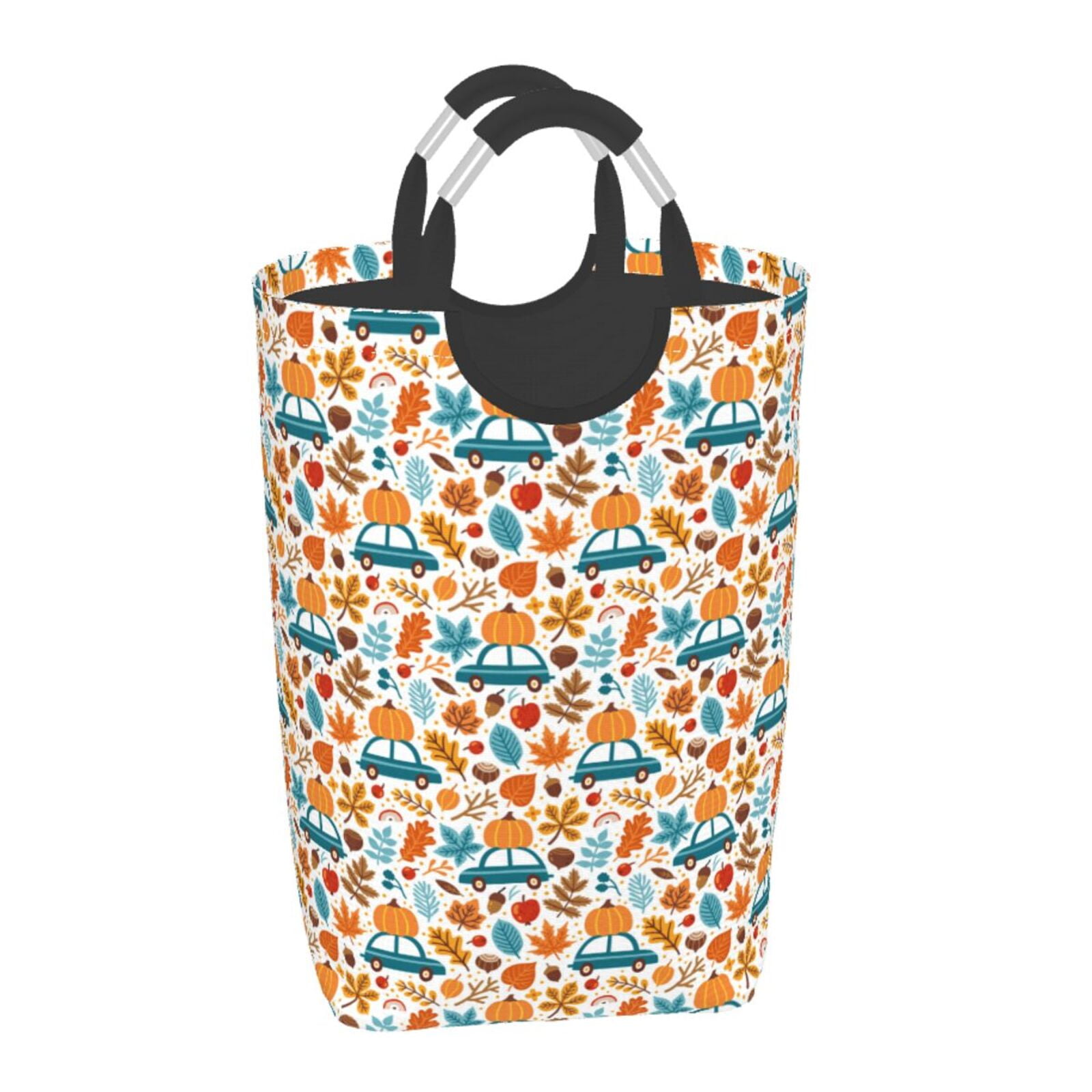 Honeii Falling Pumpkins On Car Print Laundry Hamper Collapsible Laundry ...