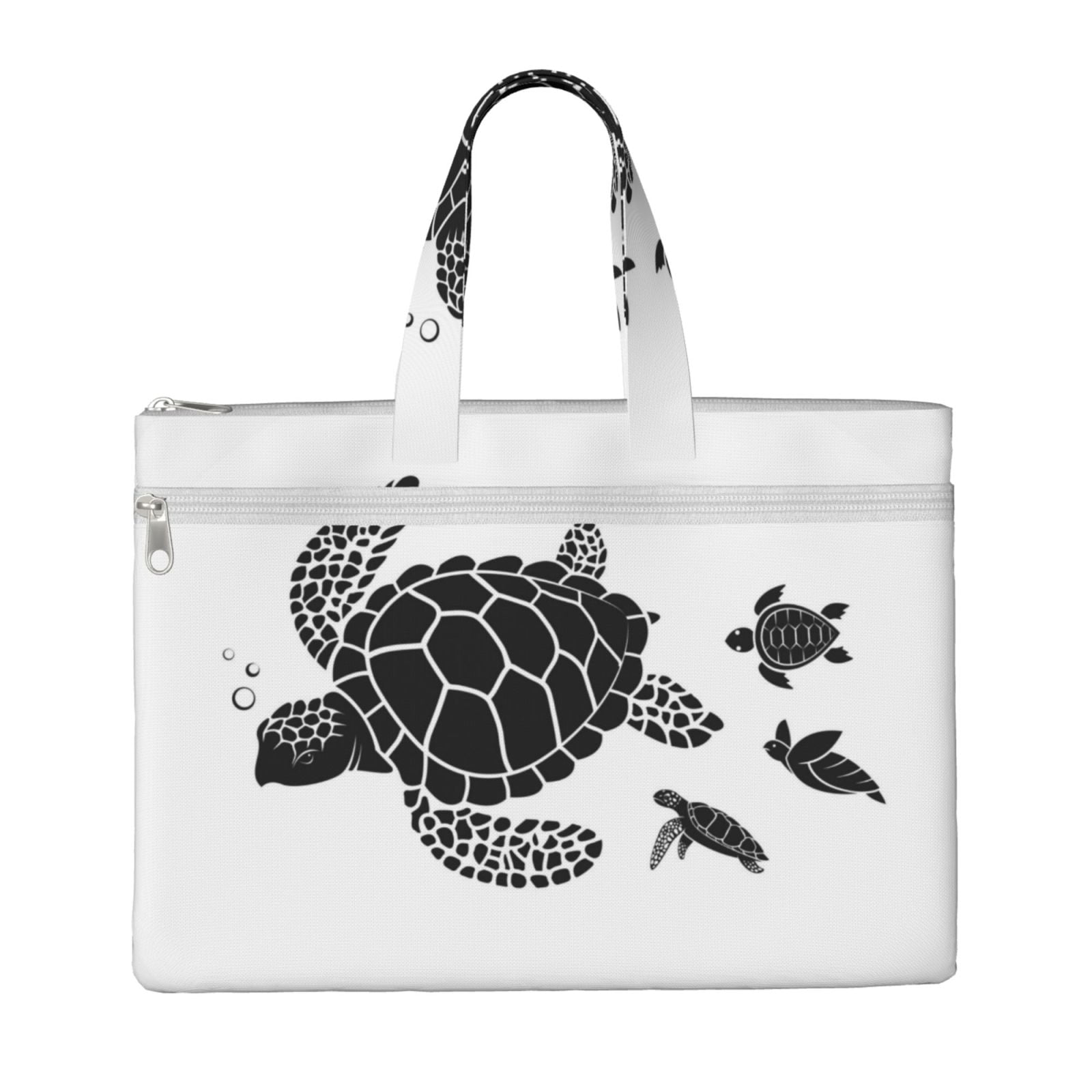 Honeii Family Of Sea Turtles Print Canvas Tote Bag with Compartments ...