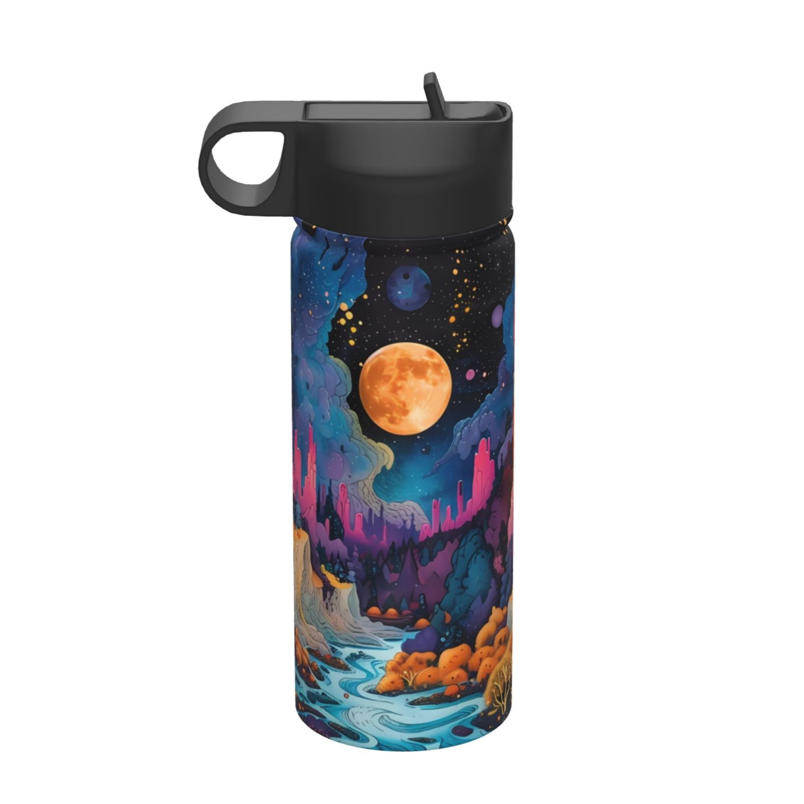 Honeii Fantasy Cosmic Landscape Print 18 oz Insulated Water Bottle with ...
