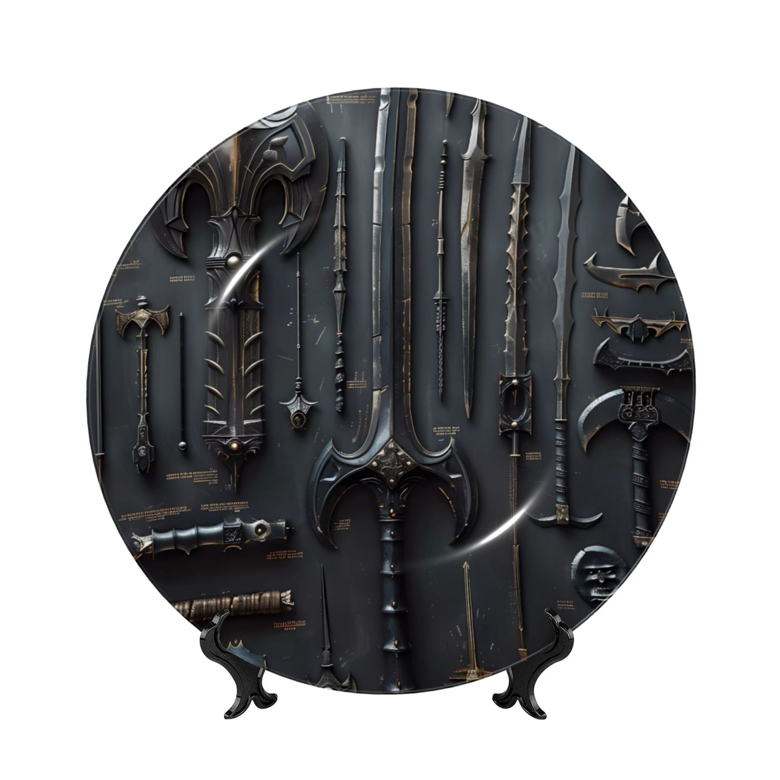 Honeii Fantasy Medieval Weaponry Print Elegant Bone China Decorative ...