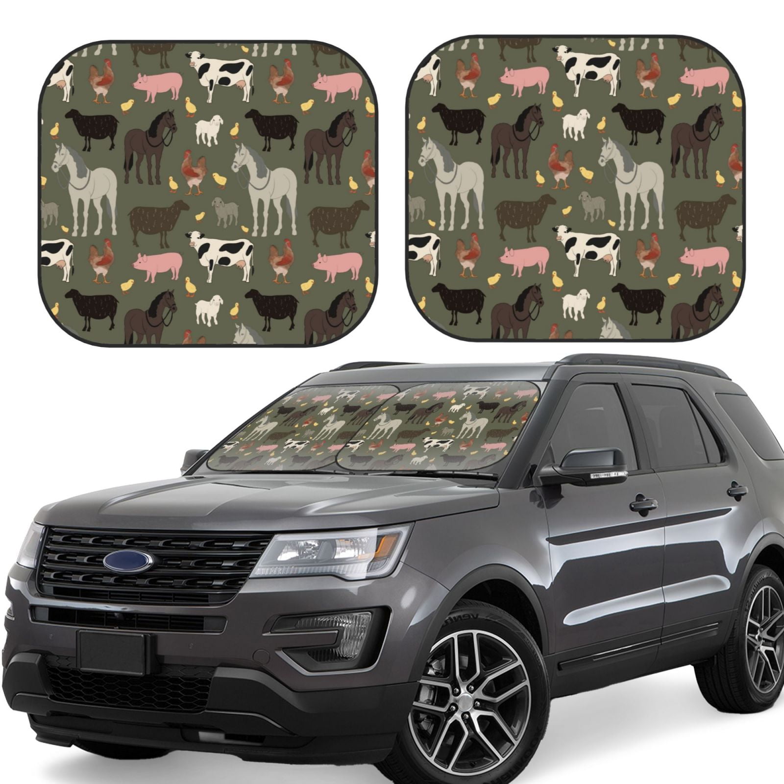 Honeii Farm Animals Print Foldable Car Sun Shade for Windshield, 2 ...