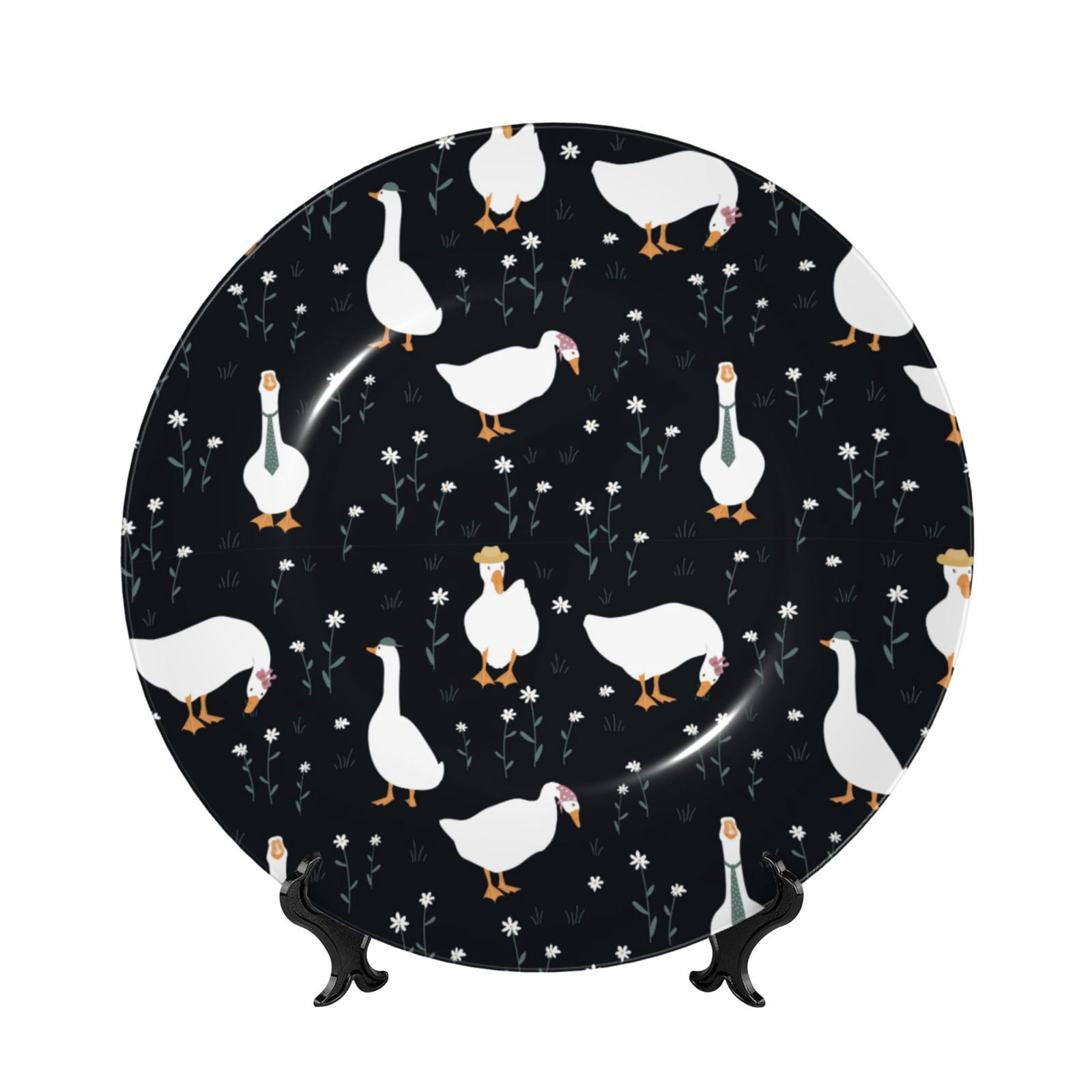 Honeii Fashionable Goose Print Elegant Bone China Decorative Plate ...